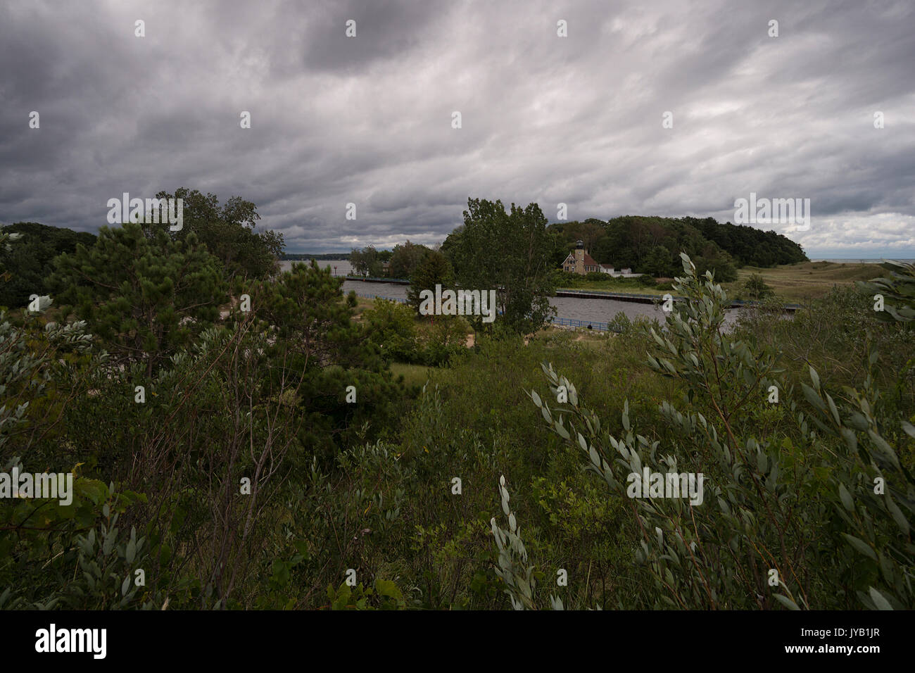 The White Lake Channel flows into Lake Michigan about 15 miles north of ...