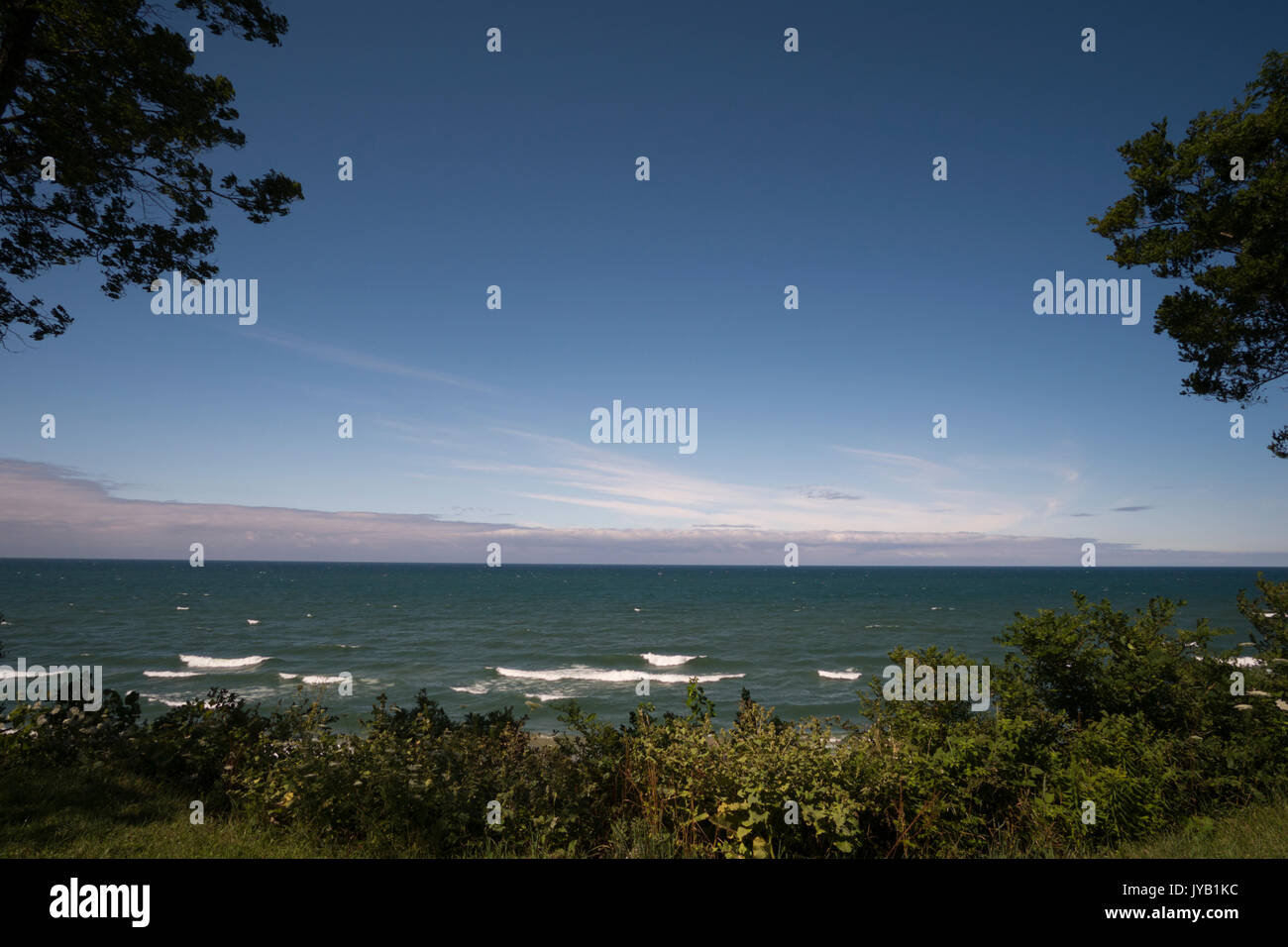 View of Lake Michigan from a picnic spot near Montague, Michigan, USA ...