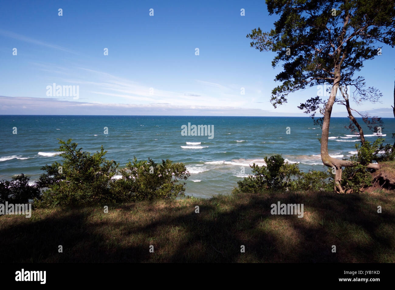 View of Lake Michigan from a picnic spot near Montague, Michigan, USA ...