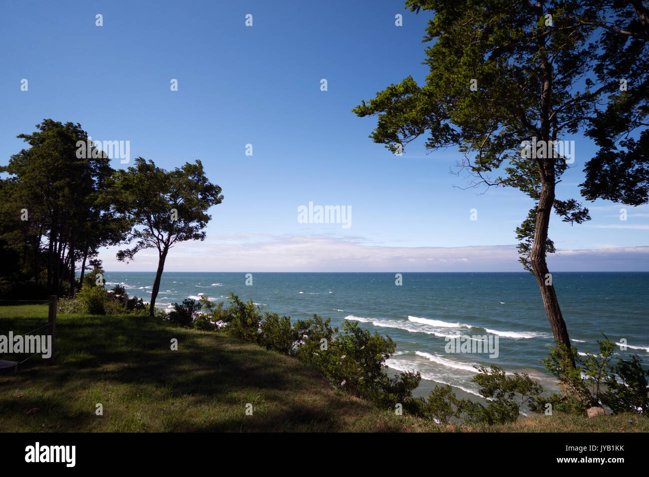 View of Lake Michigan from a picnic spot near Montague, Michigan, USA ...