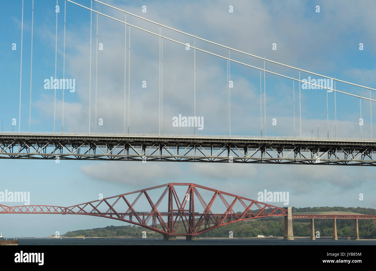 Forth Bridge and Forth road bridge, Firth of Forth, Queensferry ...