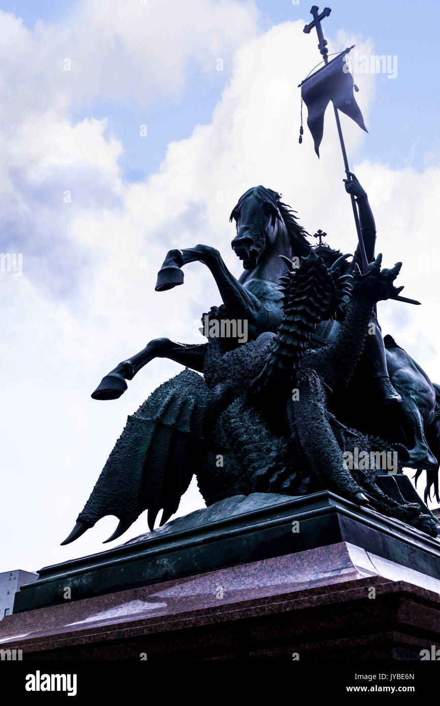 Statue of St George slaying the dragon in Berlin Germany Stock Photo ...