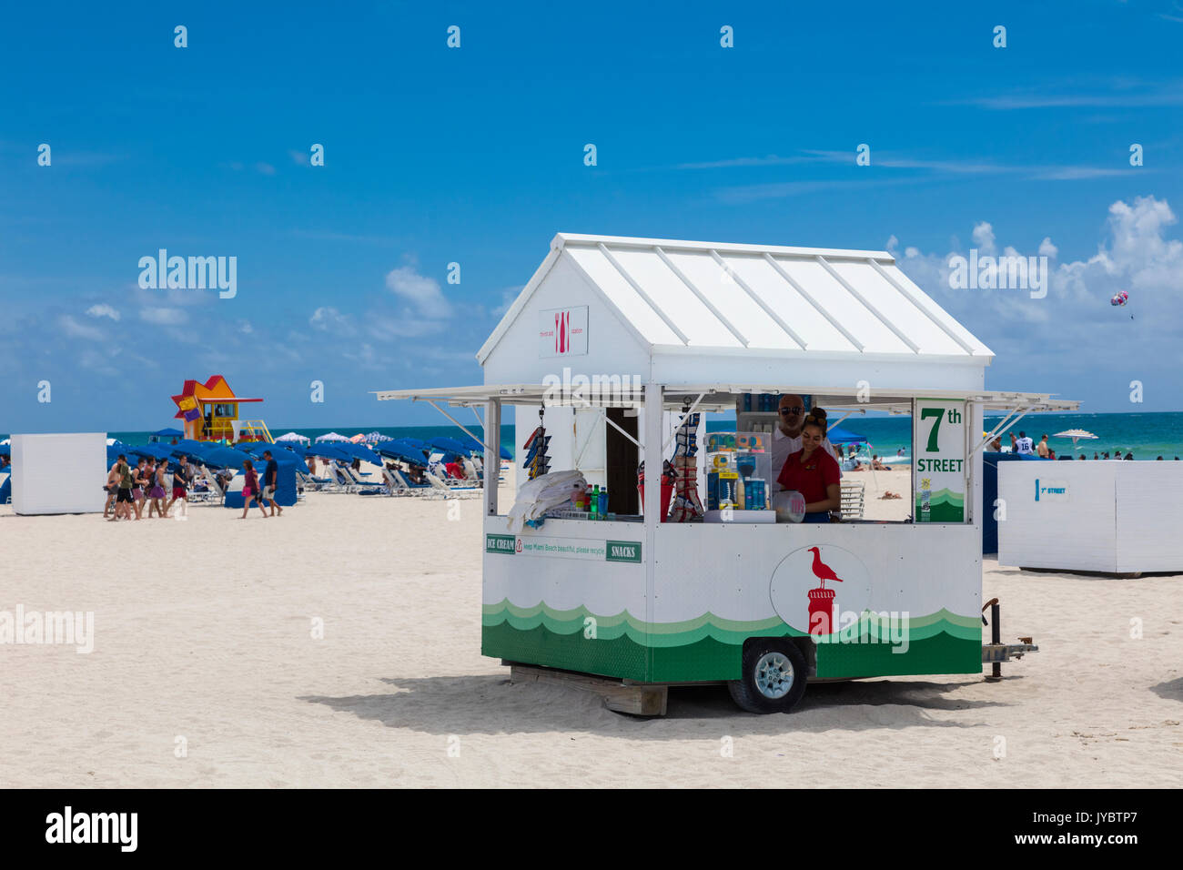Refreshment stand on Miami Beach in Miami-Dade County, Florida Stock ...