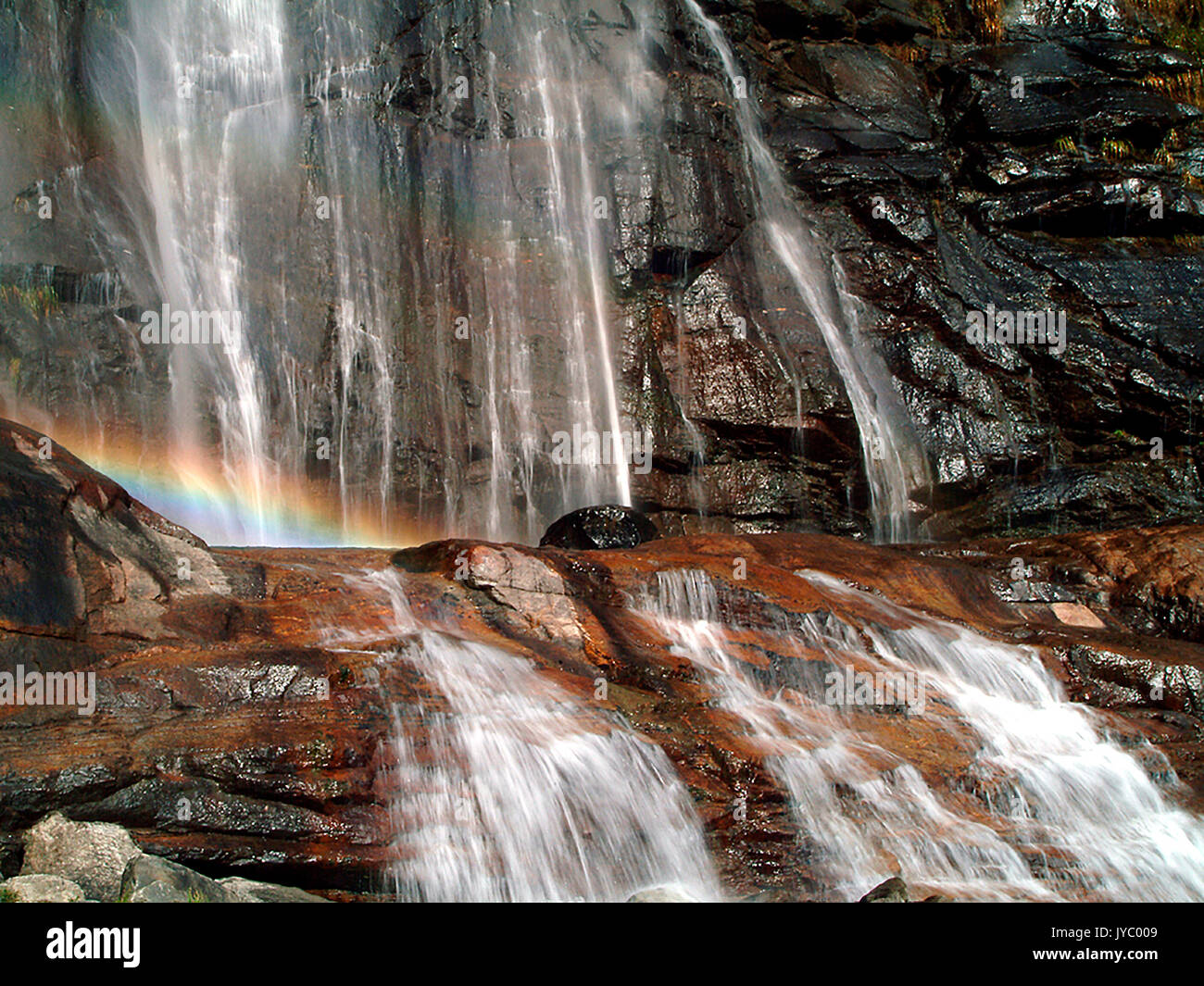 The sparkling waters of the waterfalls of Acquafraggia. Borgonuovo di ...