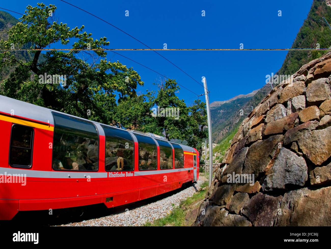 The bernina express in the poschiavo valley hi-res stock photography ...