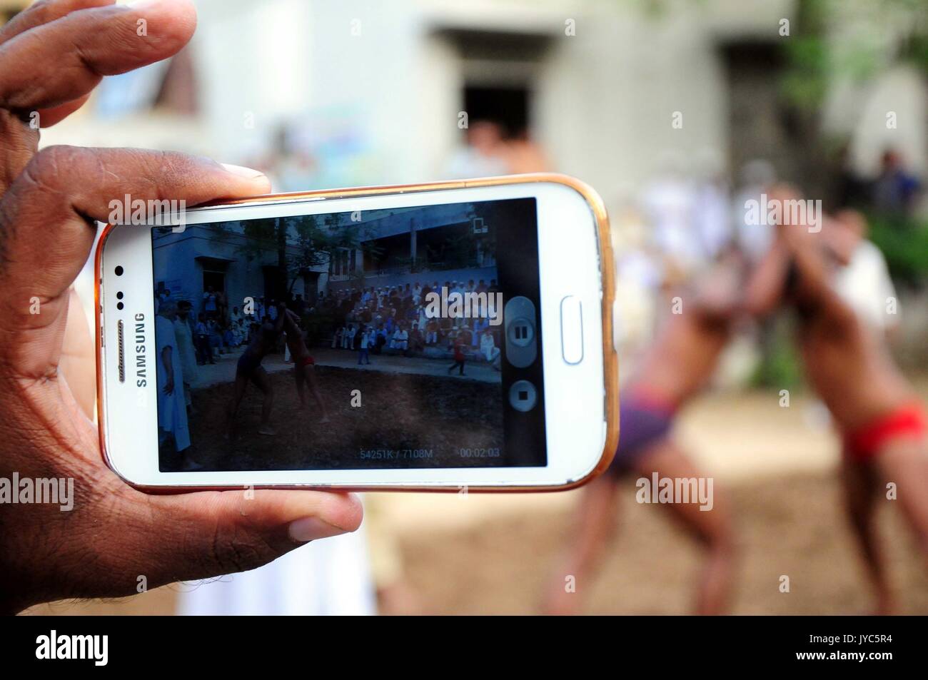 Wrestlers in action during traditional wrestling Malh competition held ...