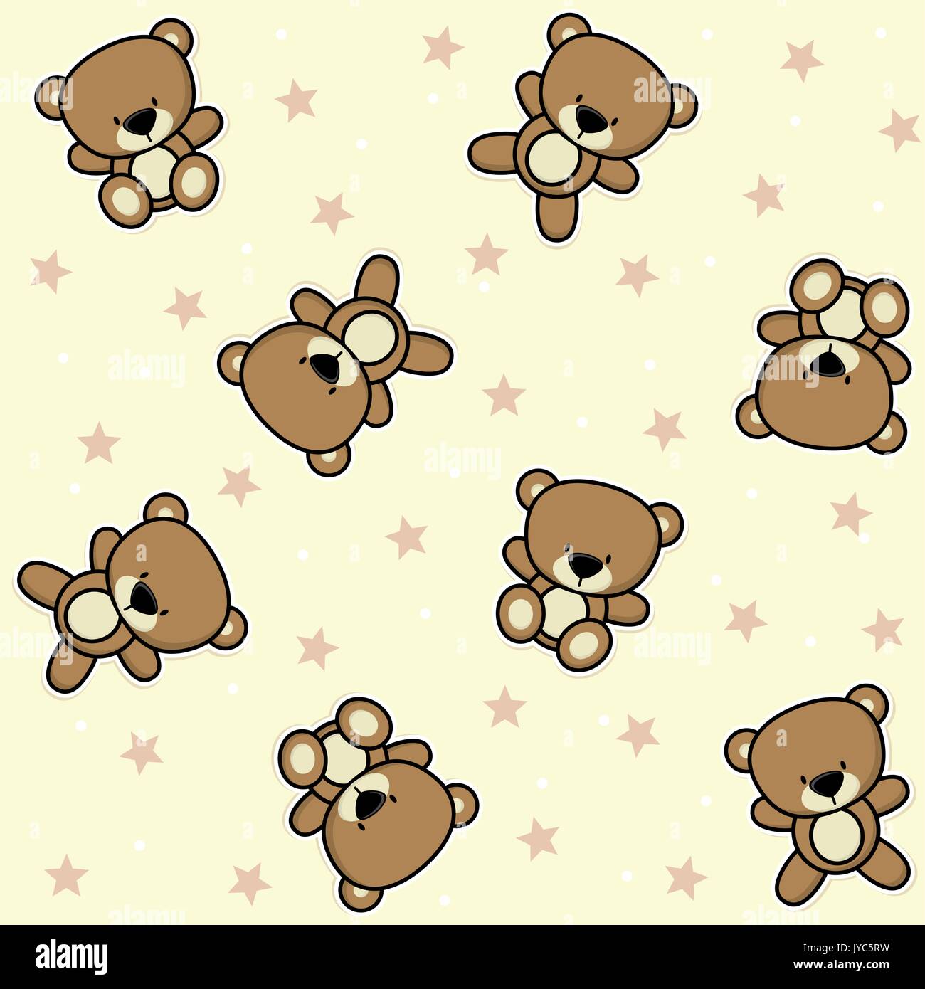 cute teddy bear seamless background with stars, design for baby and children Stock Vector Image ...