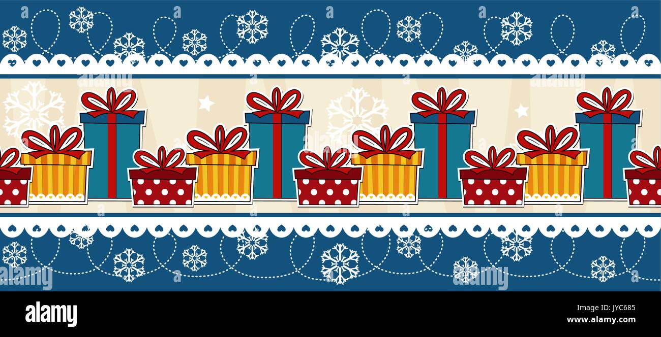 christmas seamless border with gift boxes, useful as design elements or ...