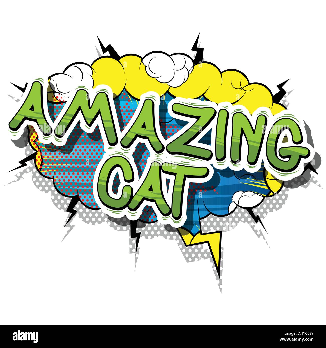 Amazing Cat - Comic book word on abstract background Stock Vector Image ...