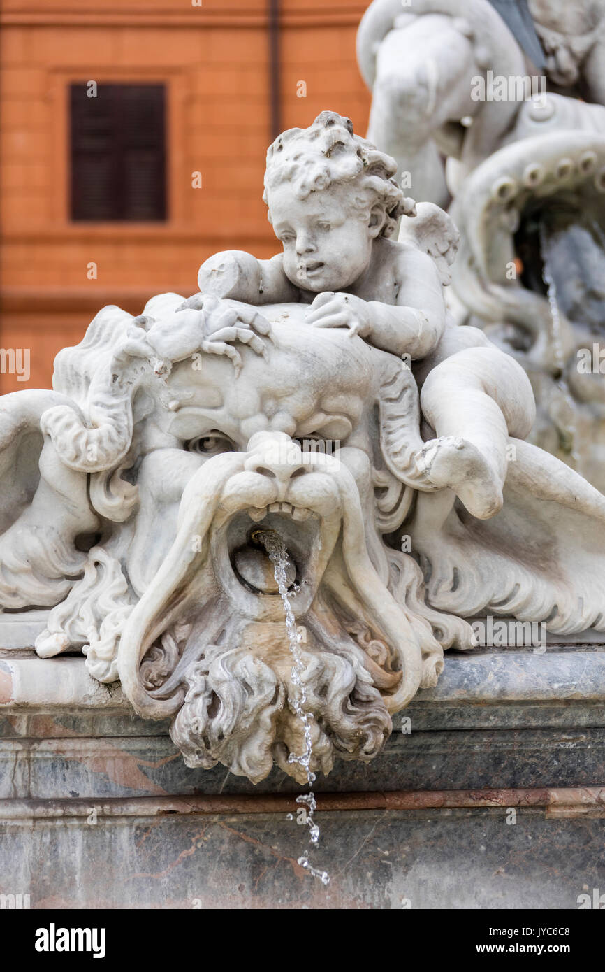 Details of the statues of the Fountain of Neptune located at the north ...