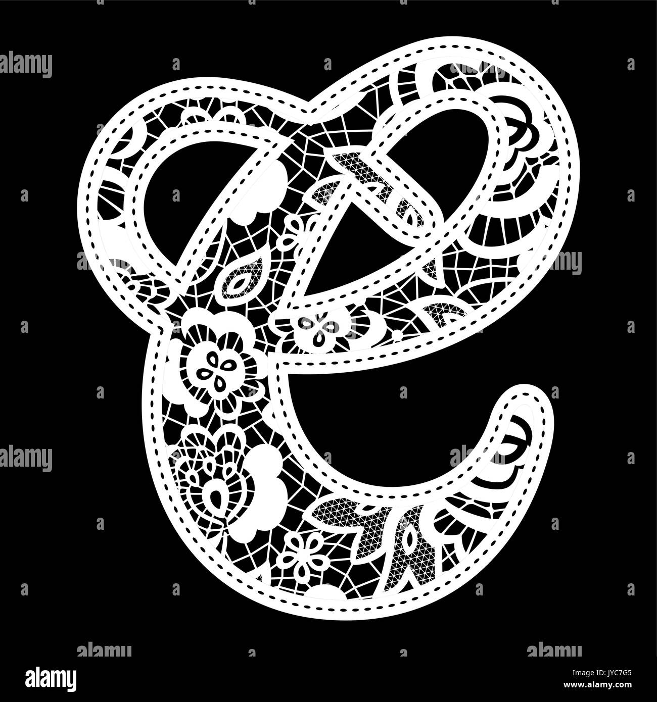 illustration of embroidery lace initial isolated on black, ideal for ...