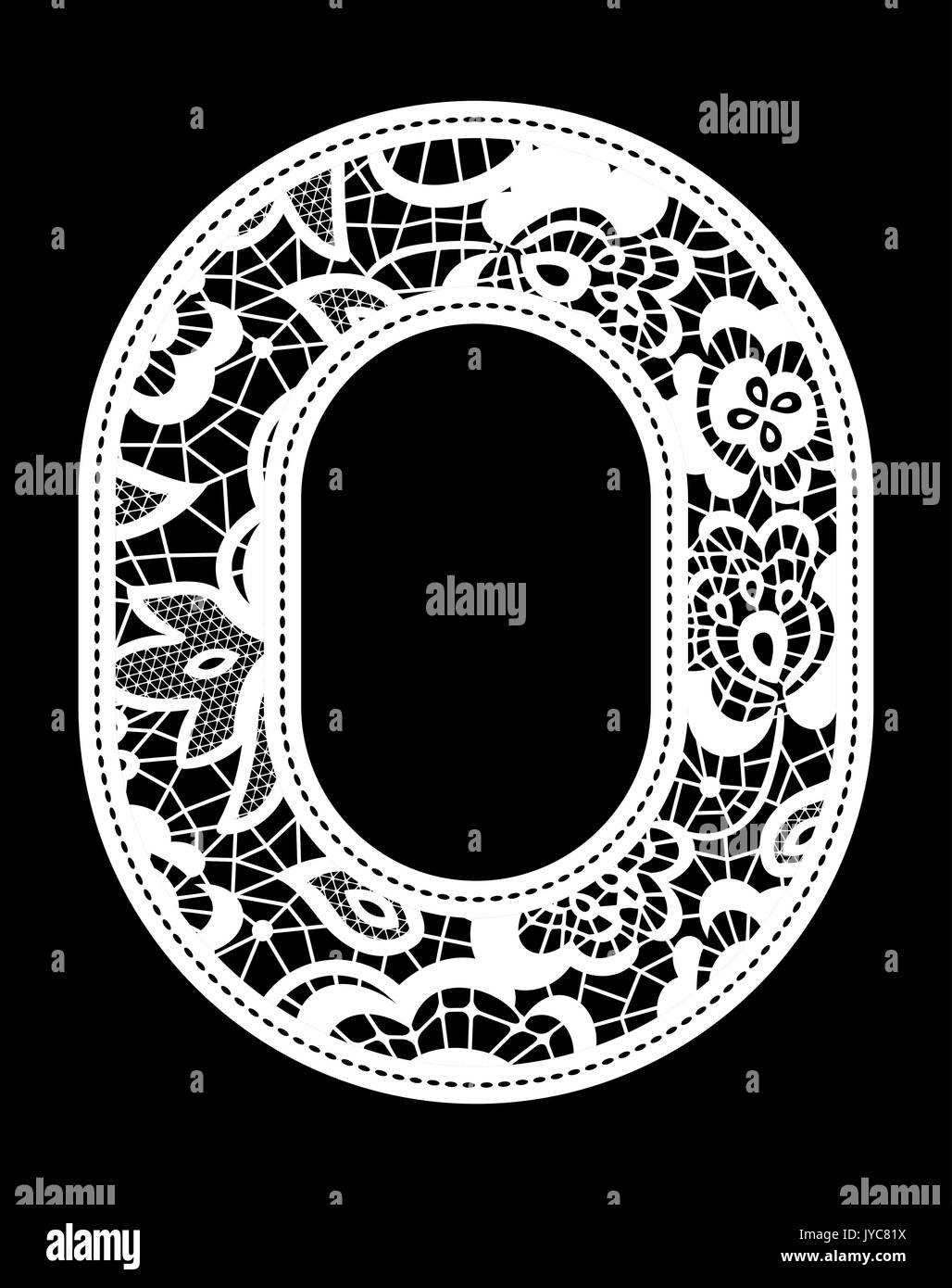 illustration of embroidery lace number isolated on black background ...