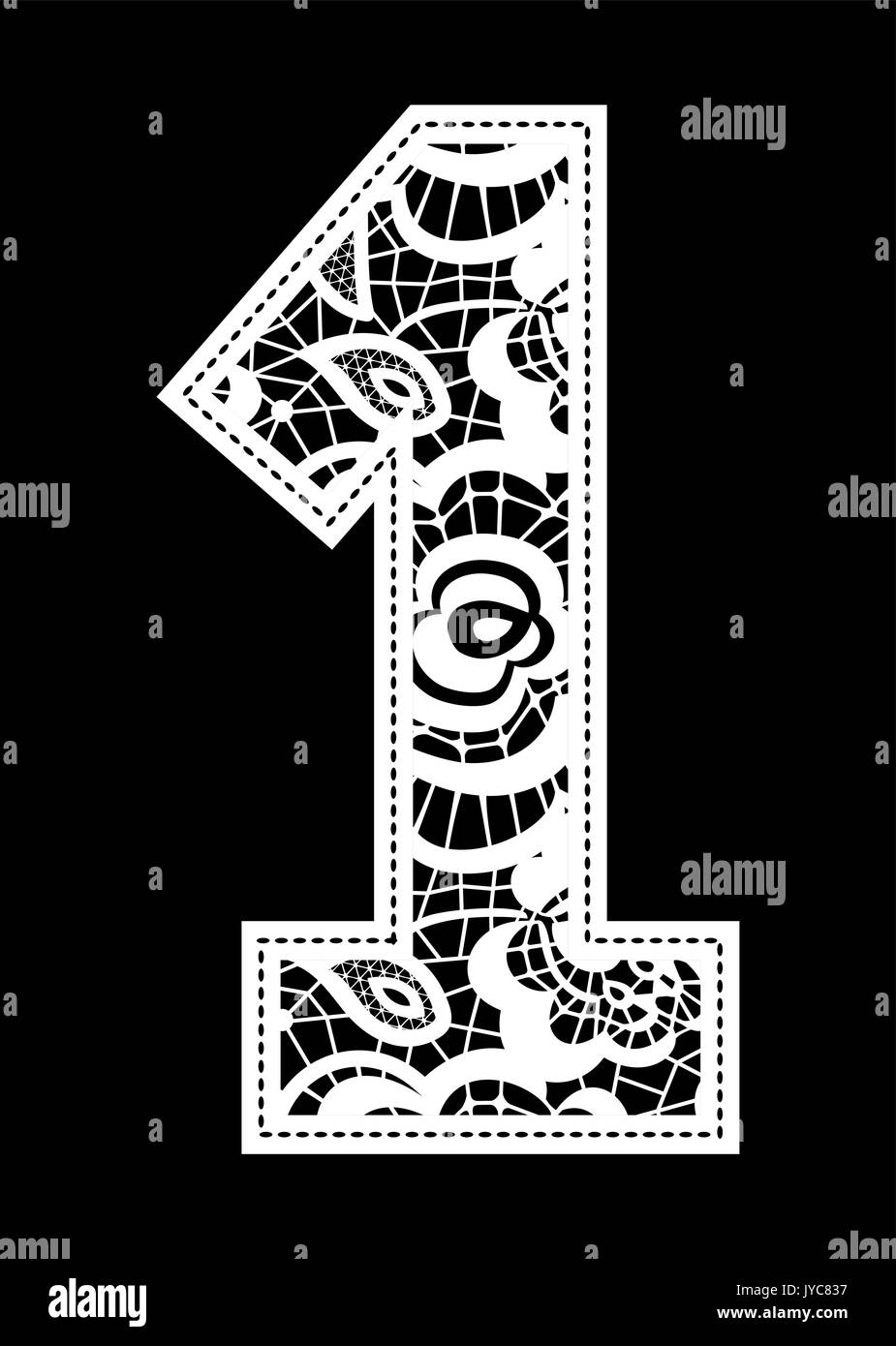 illustration of embroidery lace number isolated on black background ...