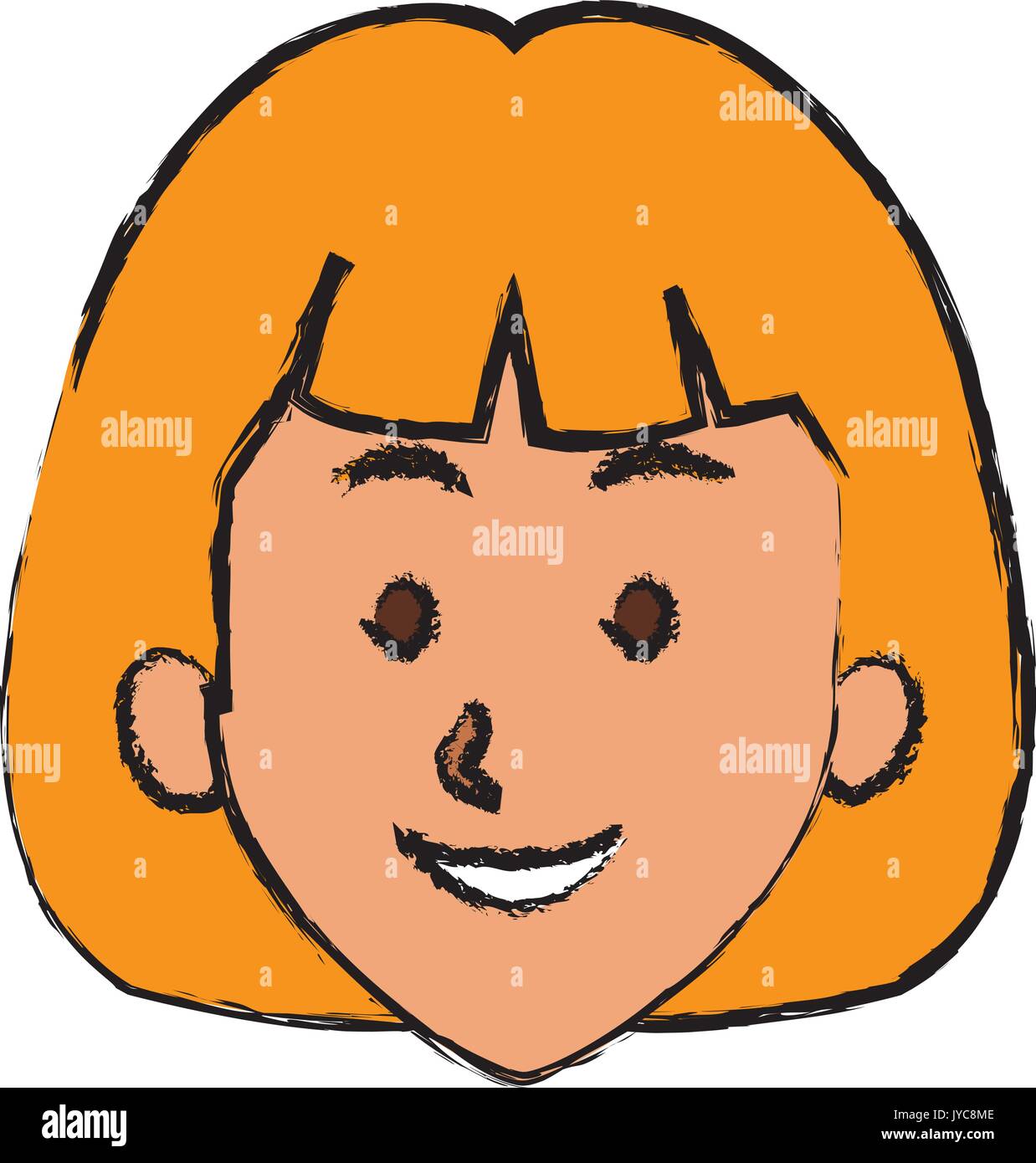 woman face smile expression cartoon character on white background Stock ...
