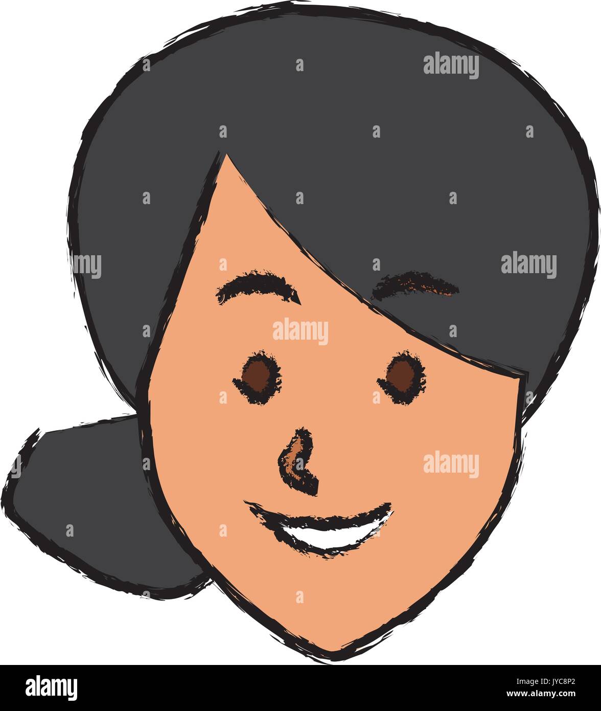 woman face smile expression cartoon character on white background Stock ...