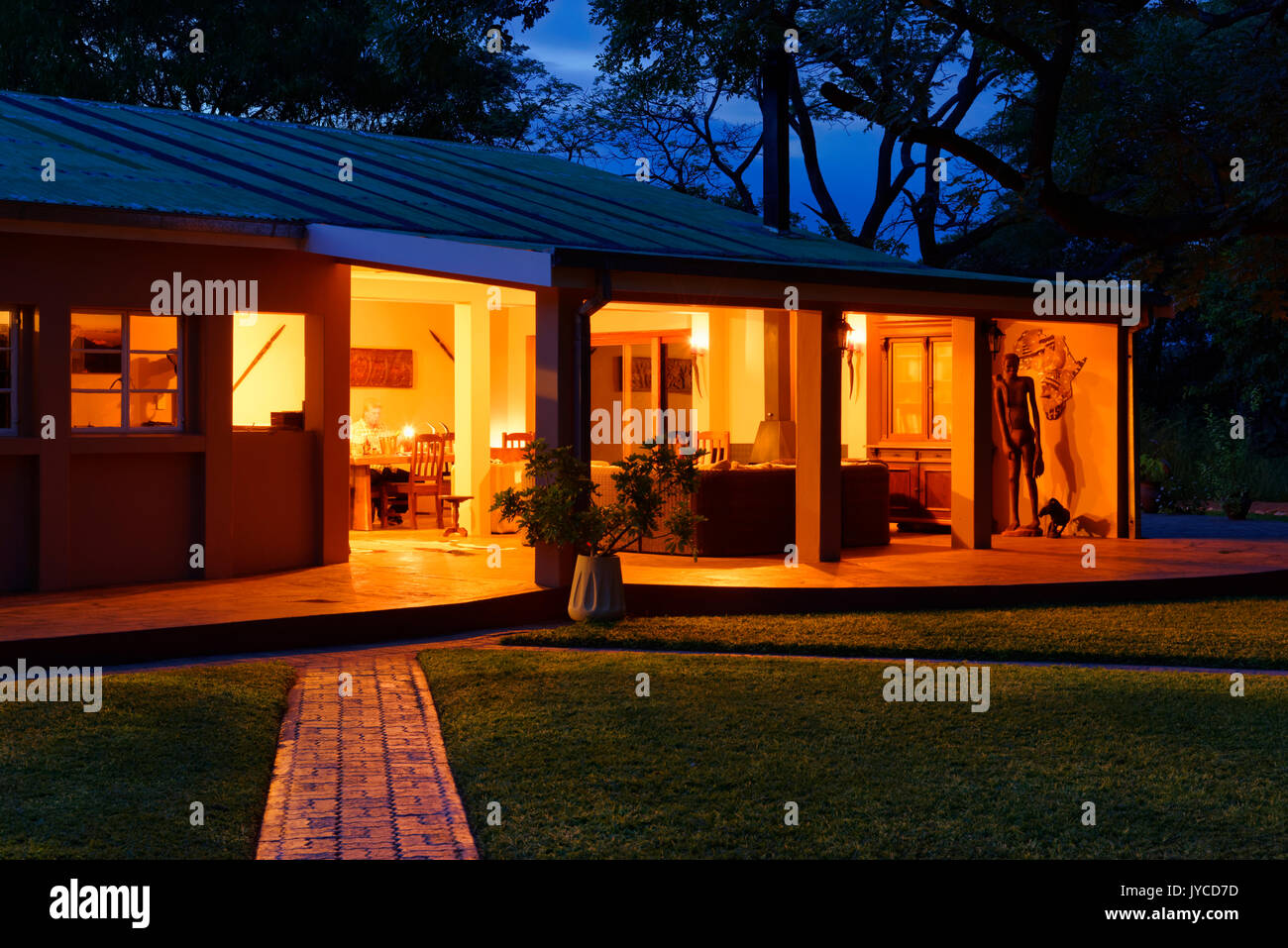 Guest and hunting farm Wildacker: Illuminated farmhouse at night ...