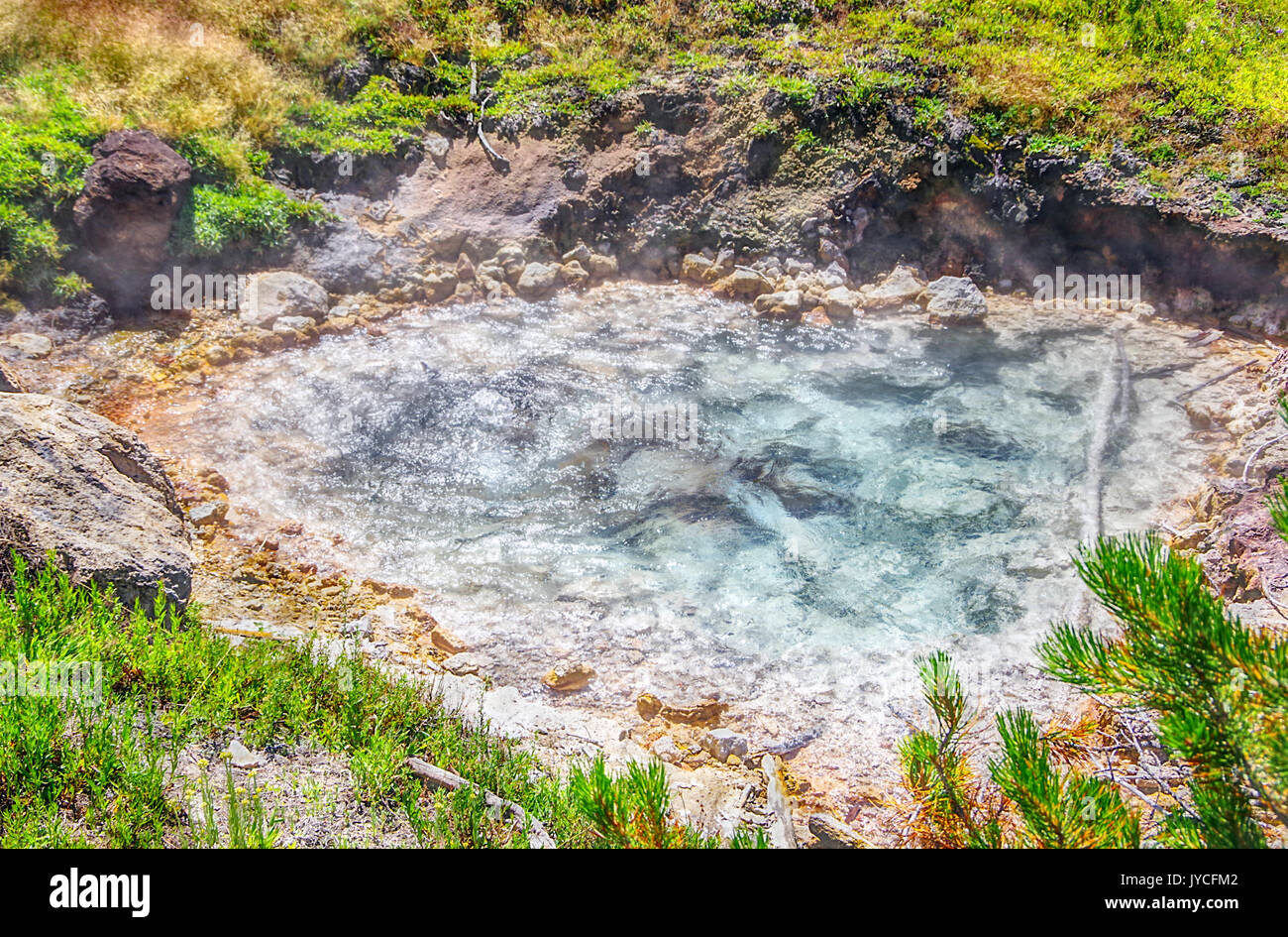 Pool near Fountain Painted Pots Yellowstone Park Stock Photo - Alamy