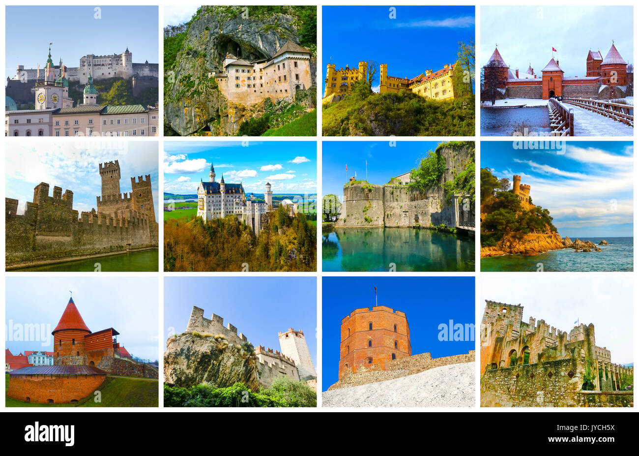 The collage from images of most popular castles of Europe Stock Photo ...