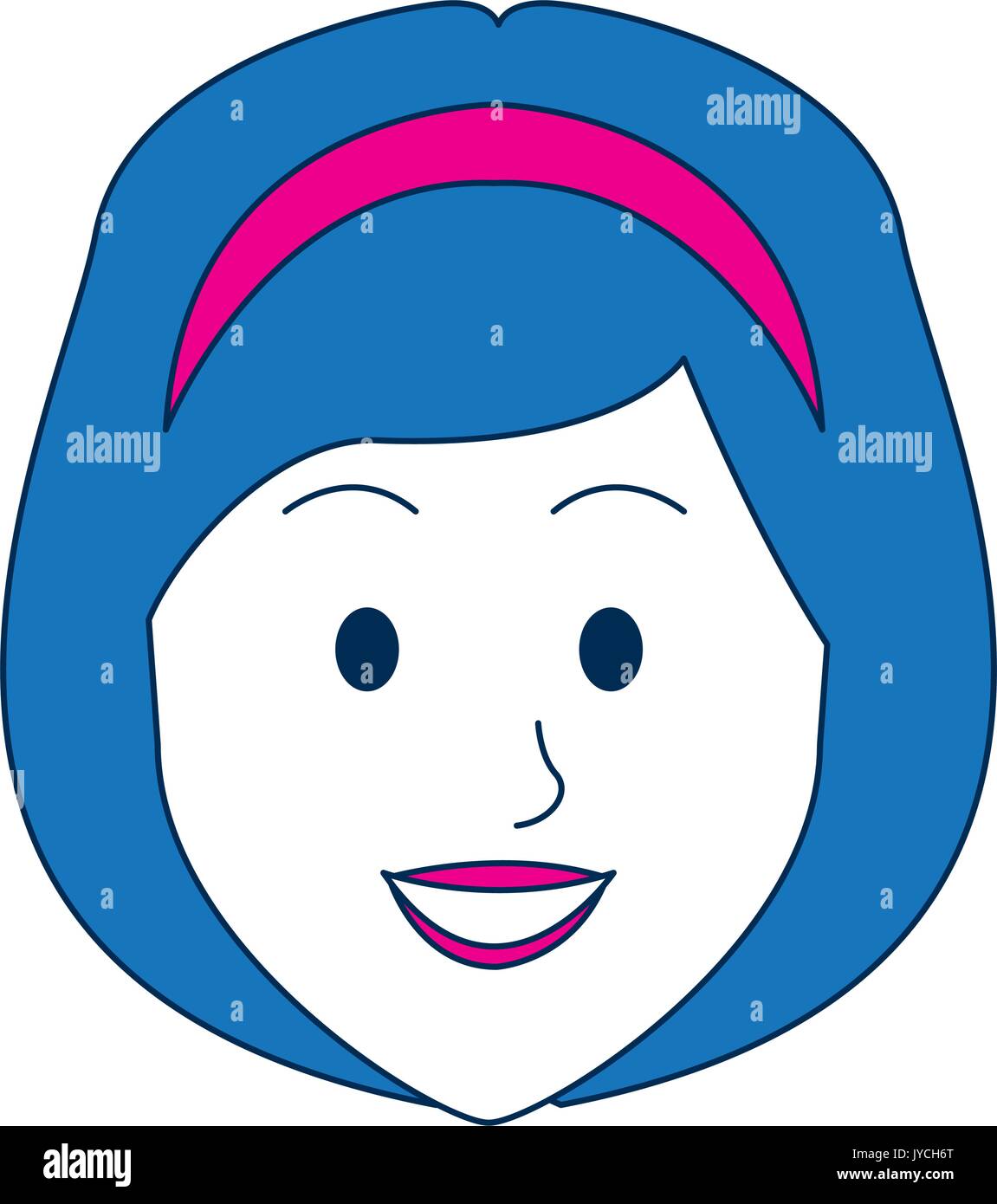 woman face with lipstick smile cartoon character on white background ...
