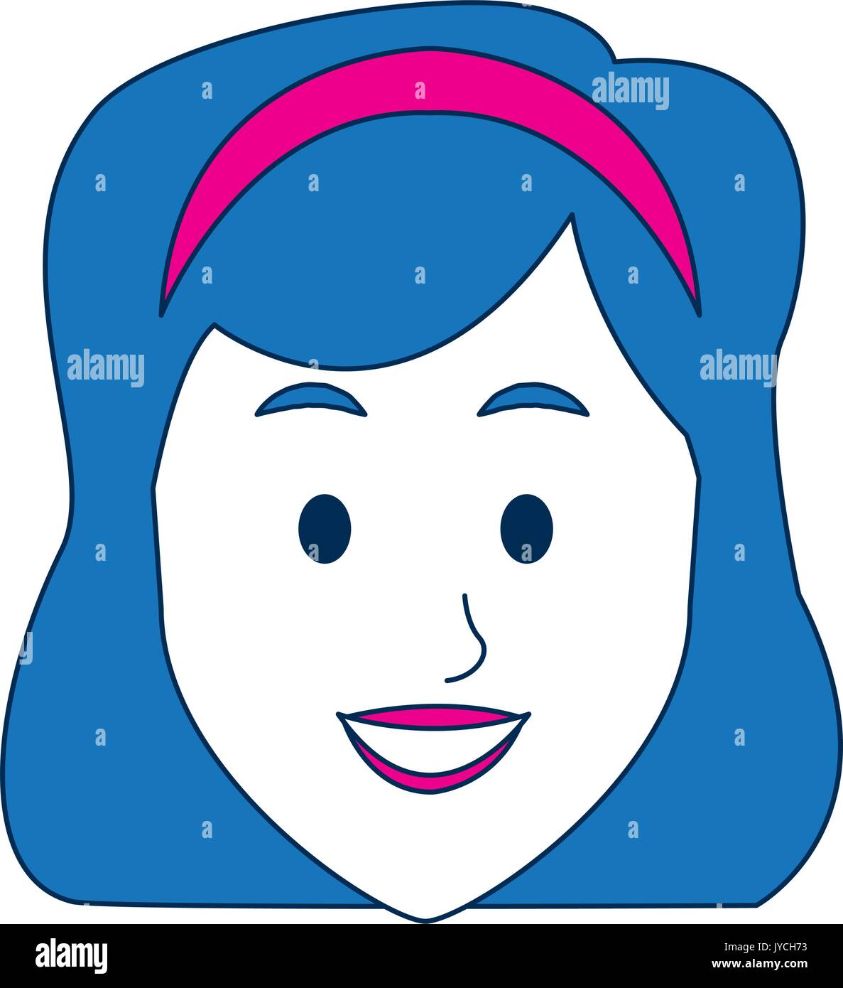 woman face with lipstick smile cartoon character on white background ...