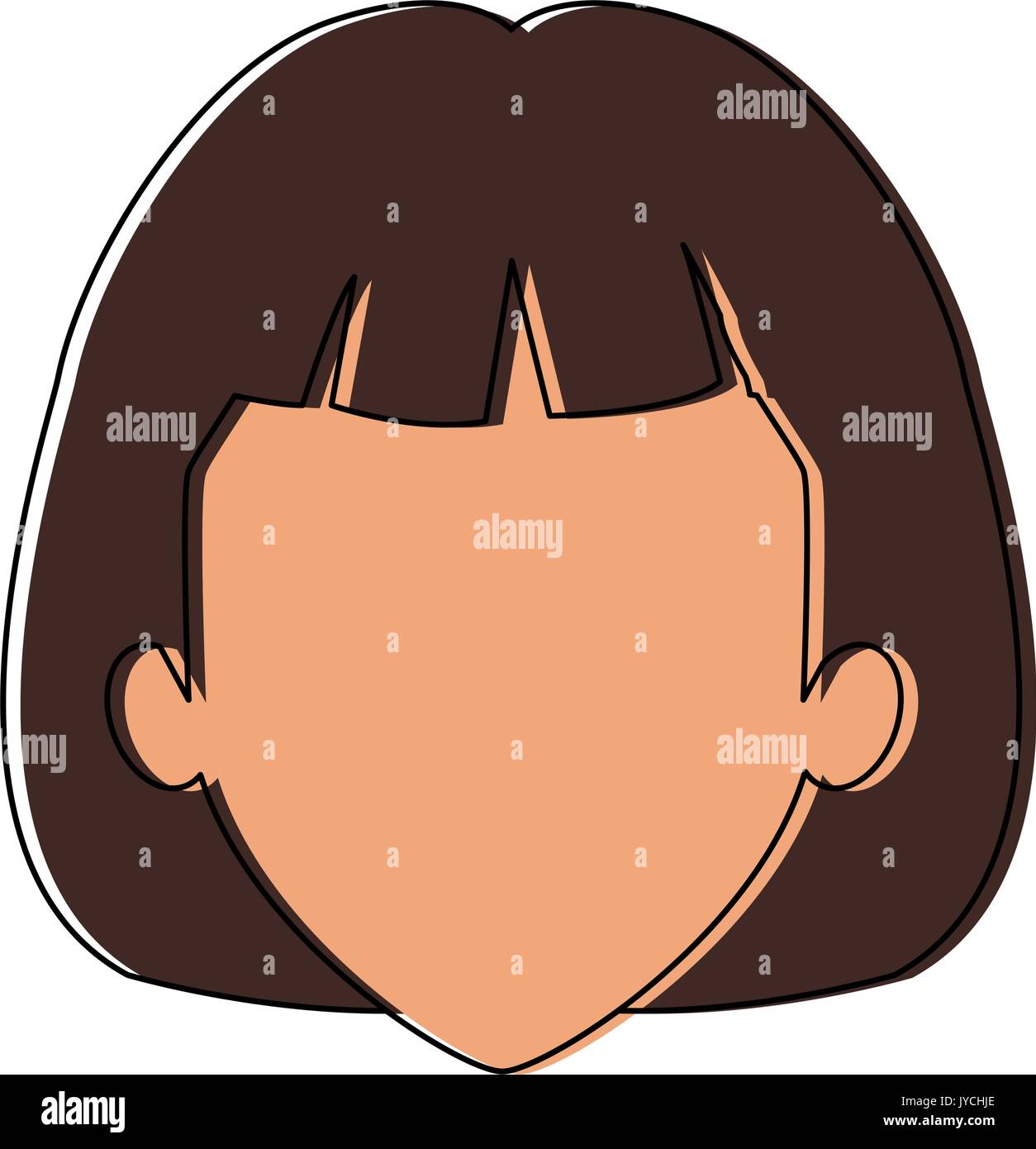 woman face smile expression cartoon character on white background Stock ...