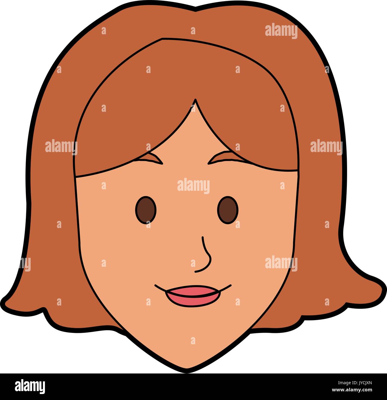woman face smile expression cartoon character on white background Stock ...
