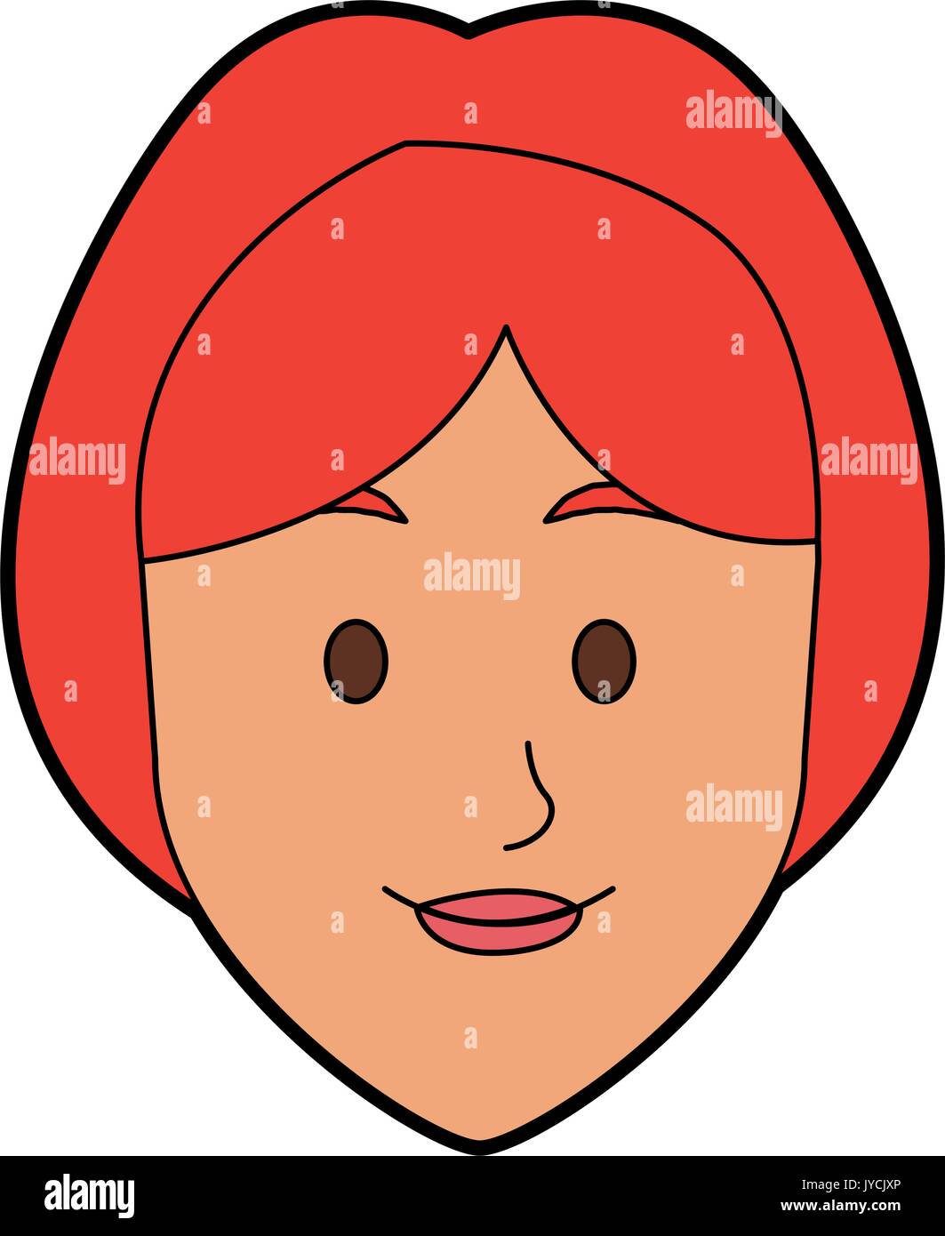 woman face smile expression cartoon character on white background Stock ...