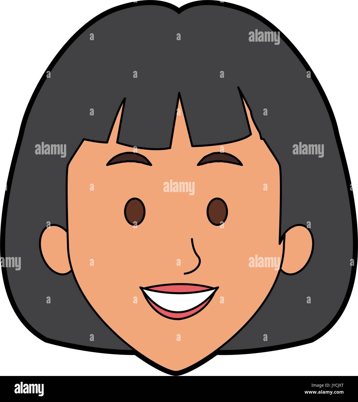 woman face smile expression cartoon character on white background Stock ...