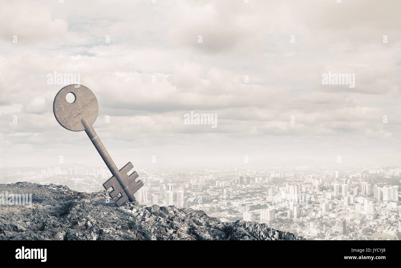 Conceptual background image of concrete key sign and natural lan Stock ...