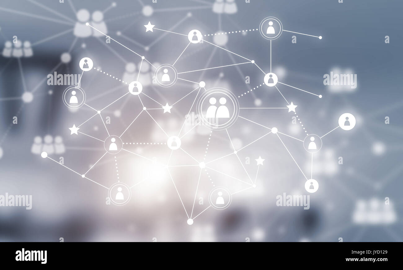 Concept of networking and connection against modern office blurr Stock ...