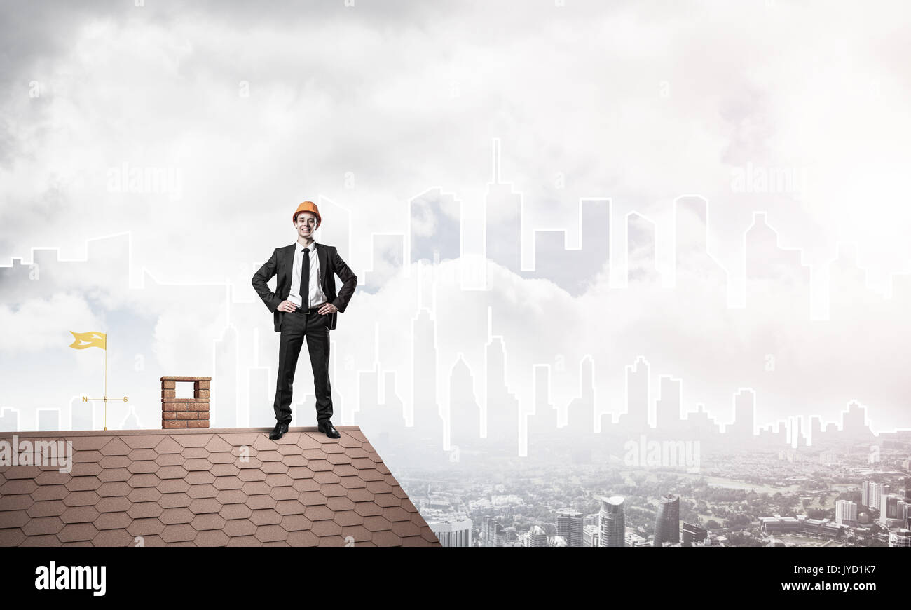 Man standing edge roof hi-res stock photography and images - Alamy