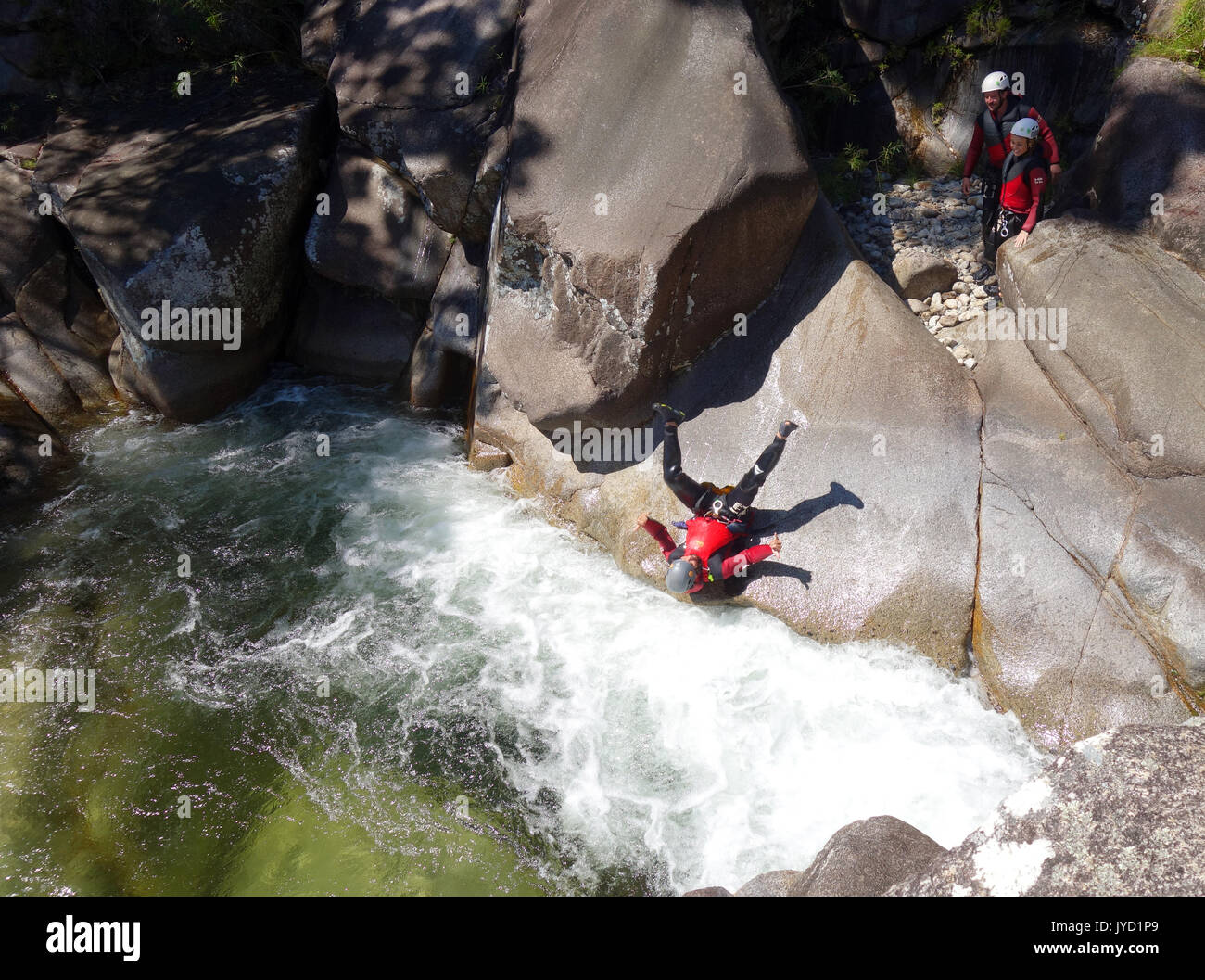 Canyoners having fun in Behana Gorge, near Cairns, Queensland ...
