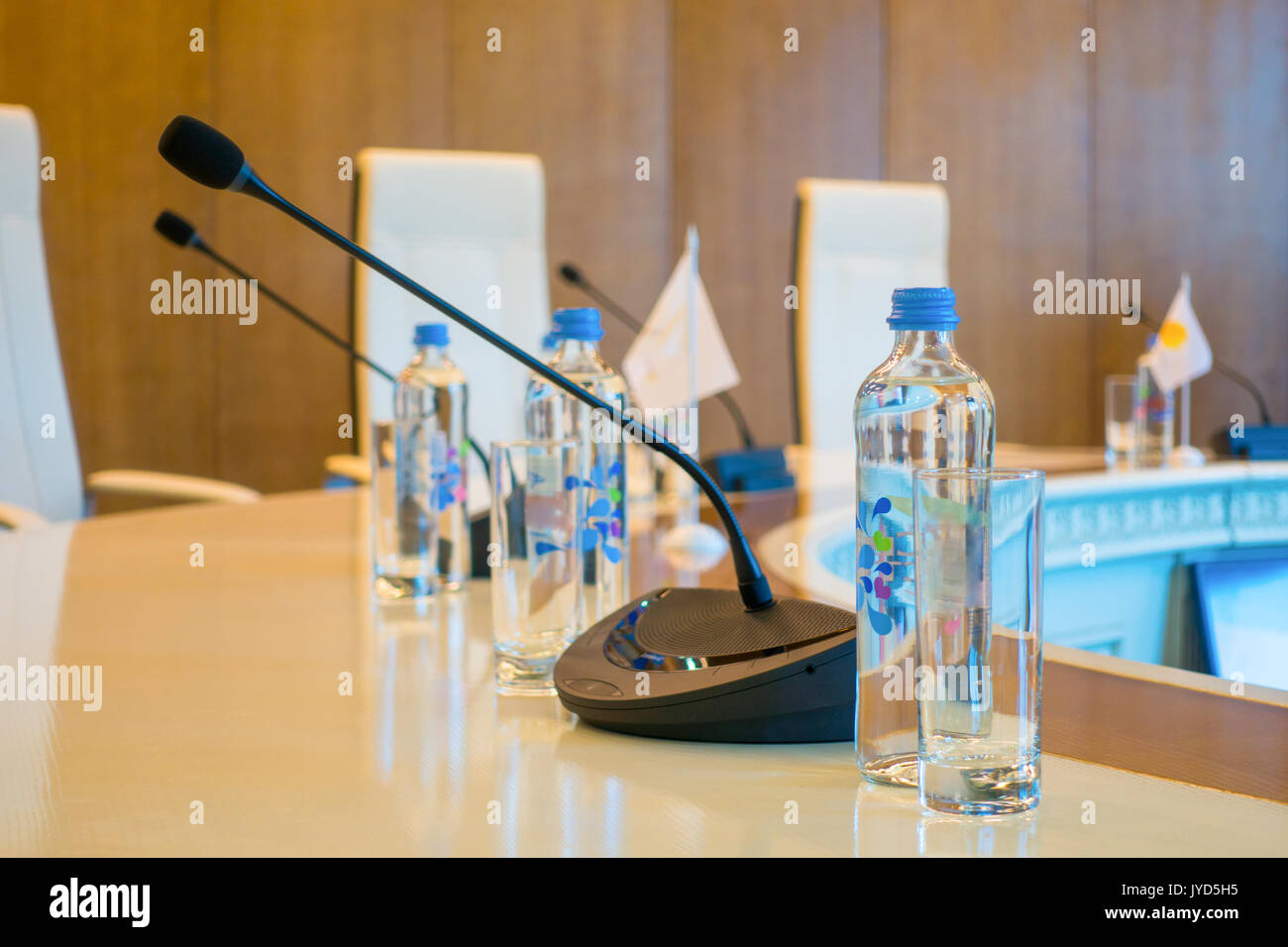 Table microphone at conference hall Stock Photo - Alamy