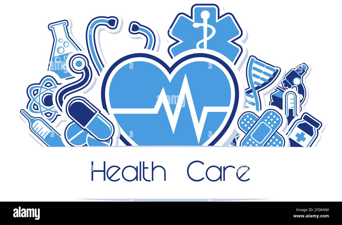 heath care and medical design elements with copy space isolated on ...