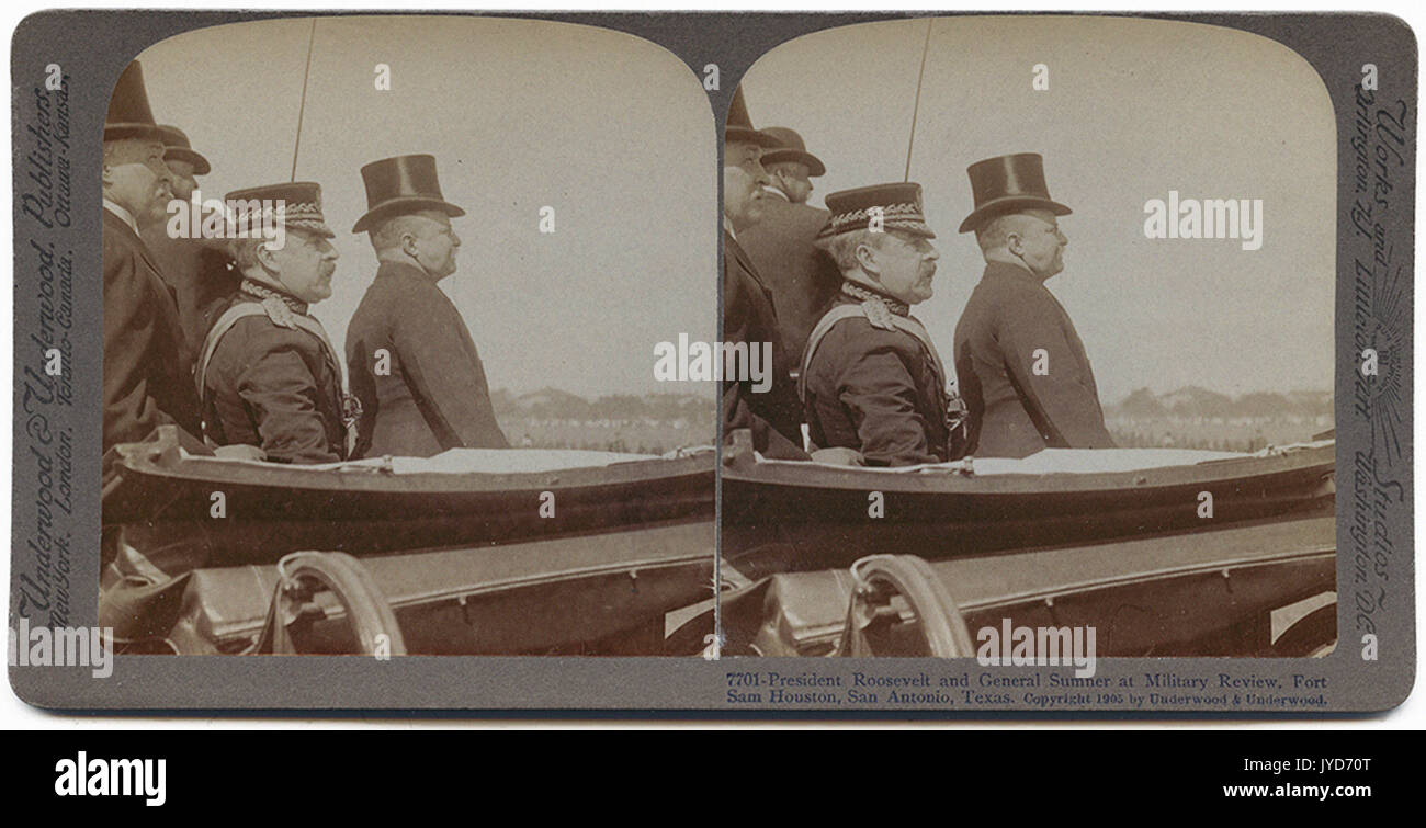 President Roosevelt and General Sumner at Military Review, Fort Sam ...