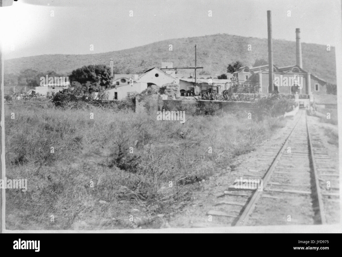 Railroad Tracks and Compound Buildings Stock Photo - Alamy