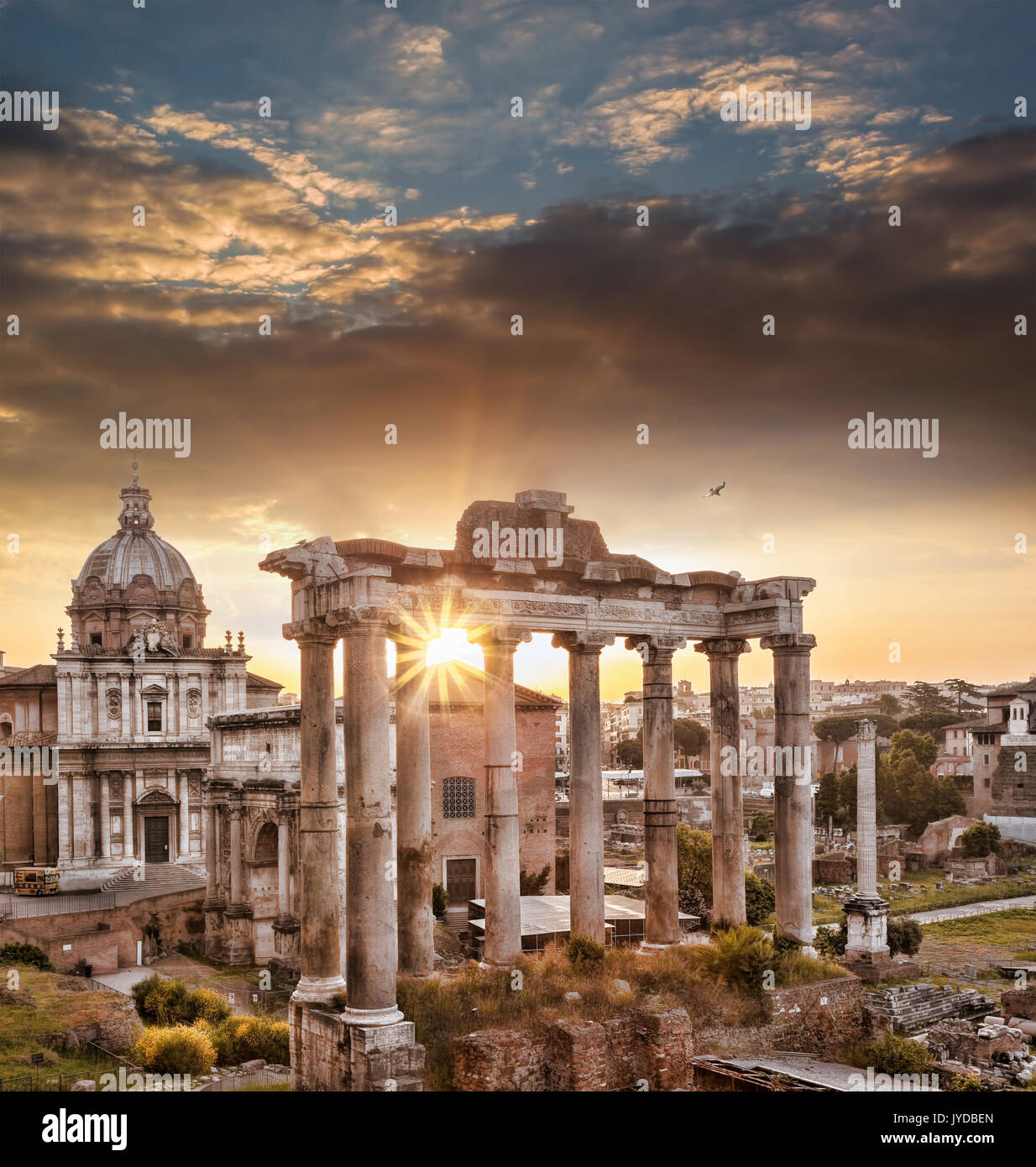 Famous Roman ruins against sunrise in Rome, Italy Stock Photo - Alamy