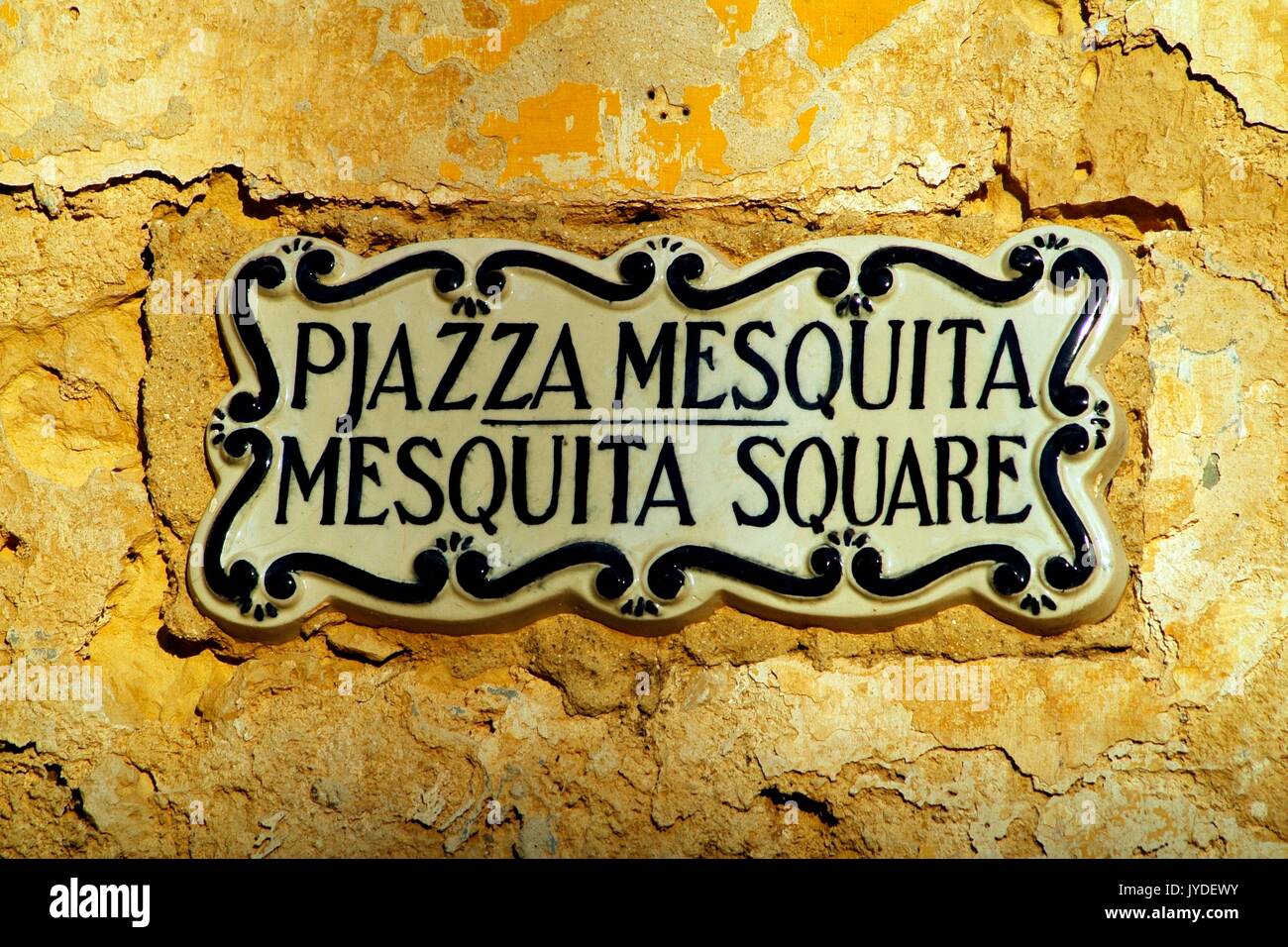 Plaques made of tiles, showing hand painted street names in Malta ...