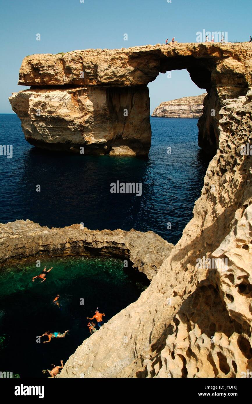 The Azure Window is Gozo's iconic flat-topped natural rock arch over ...