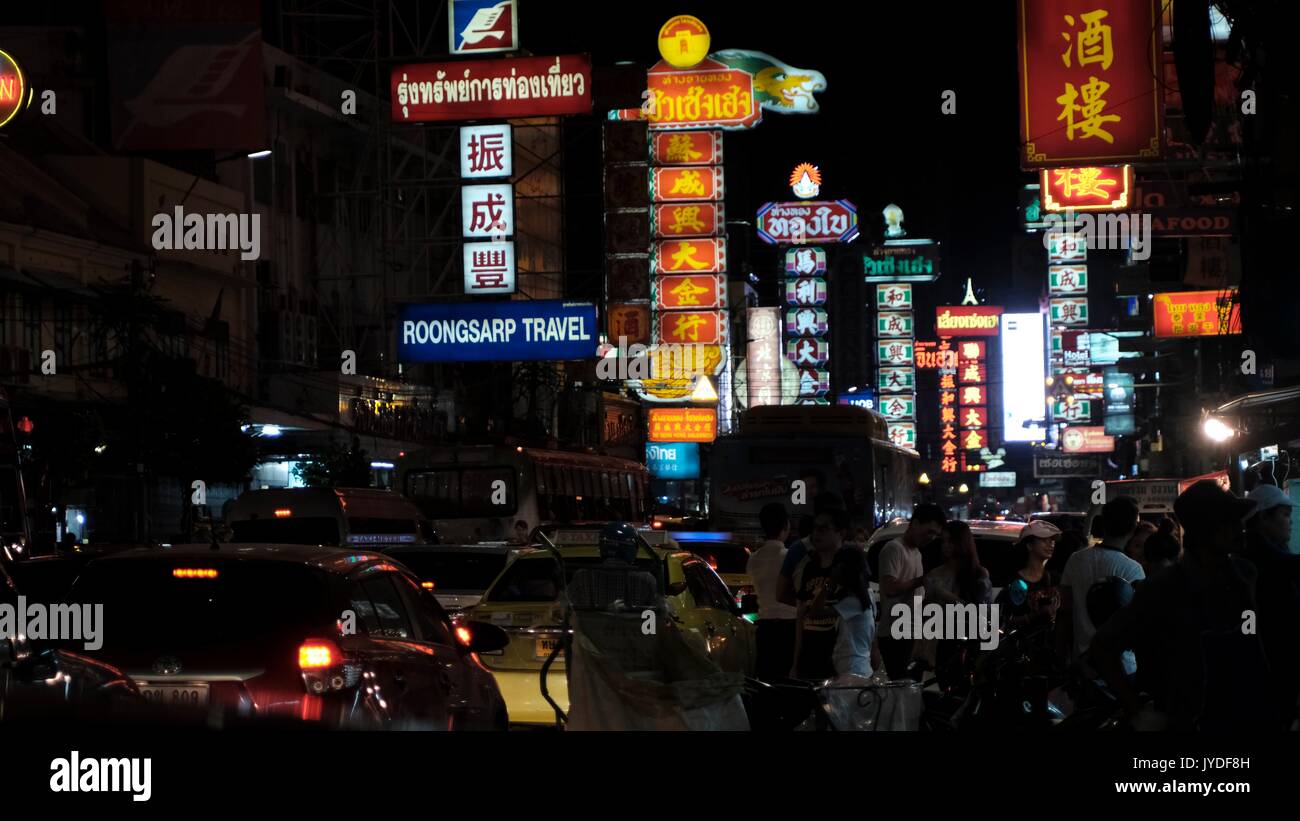 Night Yaowarat Road Chinatown Bangkok Thailand Stock Photo - Alamy