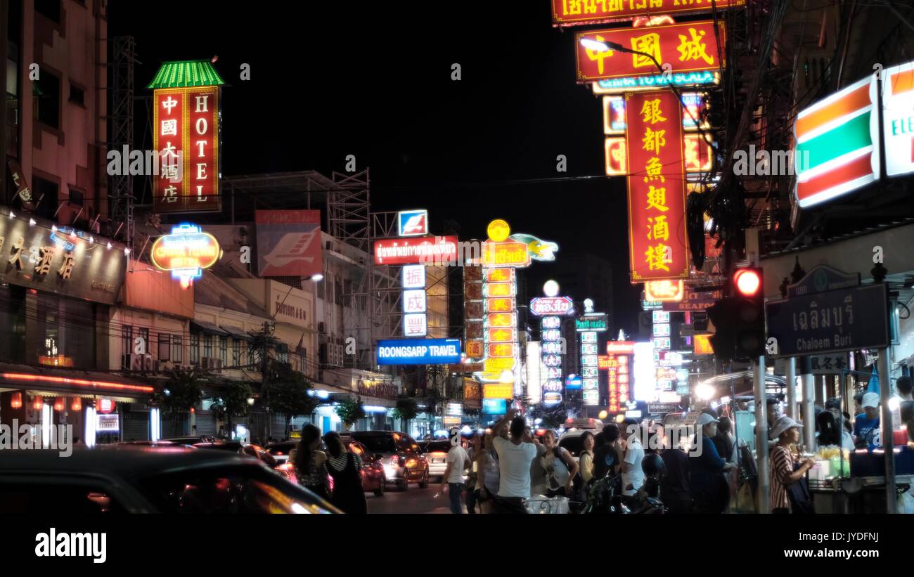 Night Yaowarat Road Chinatown Bangkok Thailand Stock Photo - Alamy