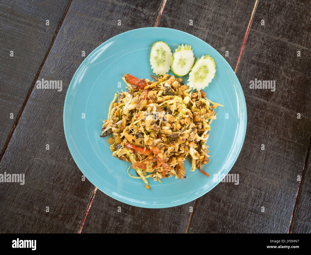 Tea leaf salad or lahpet thoke, Myanmar Stock Photo - Alamy