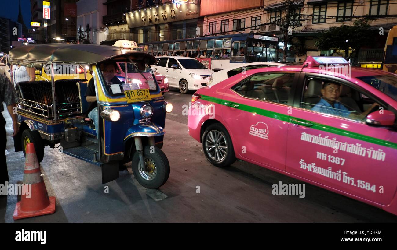 Night Traffic on Yaowarat Road Chinatown Bangkok Thailand Stock Photo - Alamy