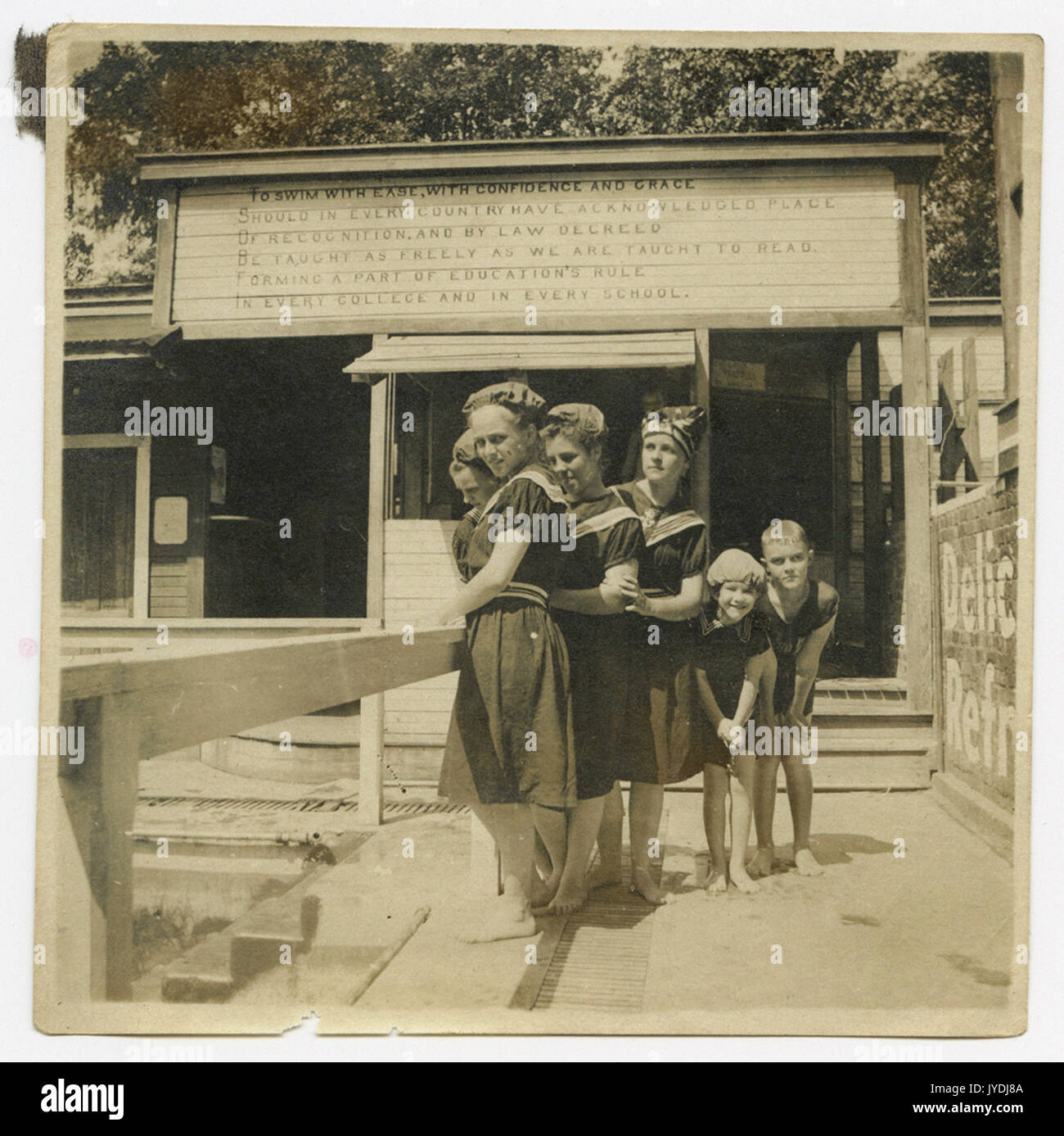 Swimmers near Pool's Edge, Houston Heights Natatorium Stock Photo - Alamy