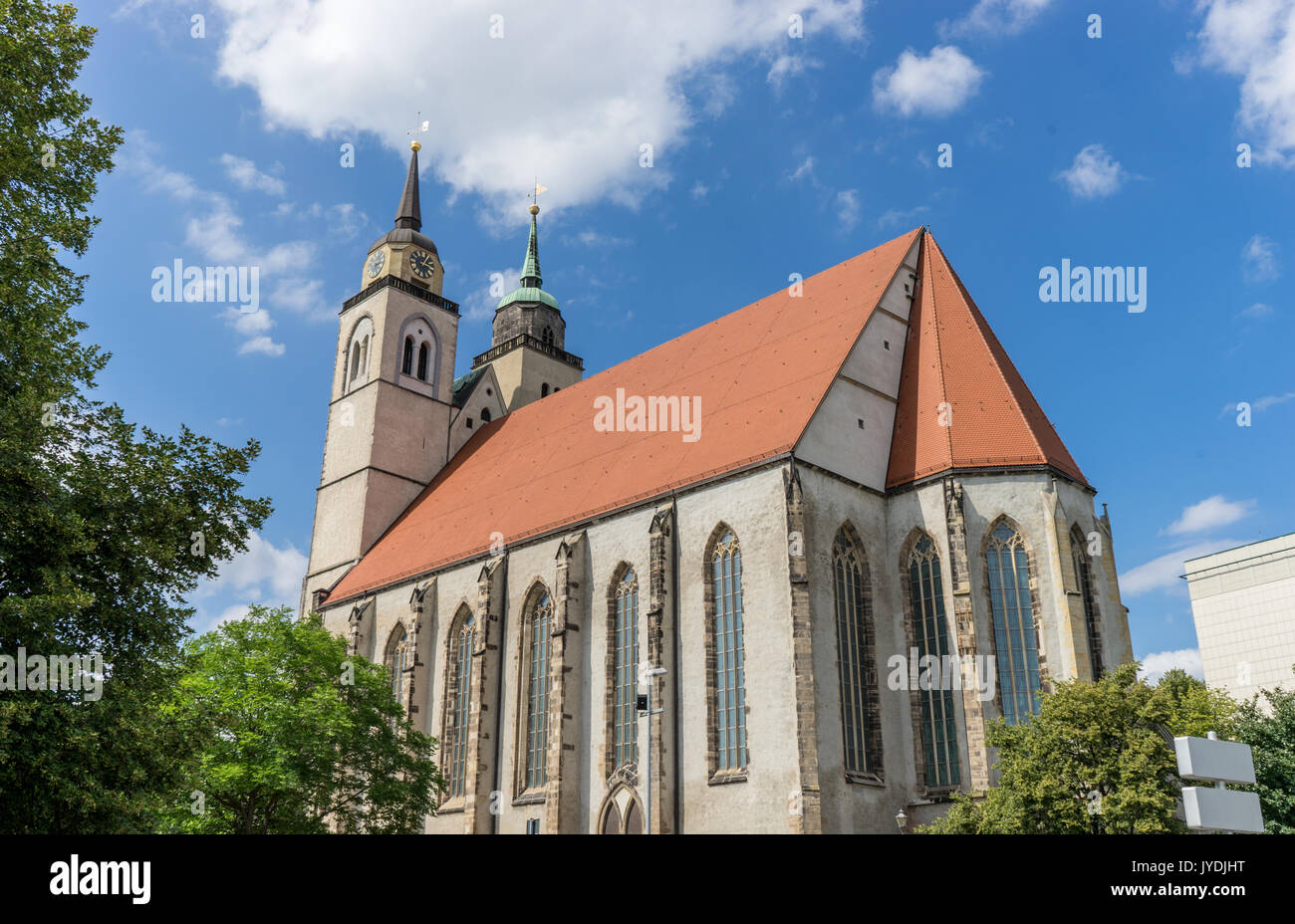 St. John's Church in Magdeburg, Germany with blue sky in summer Stock ...