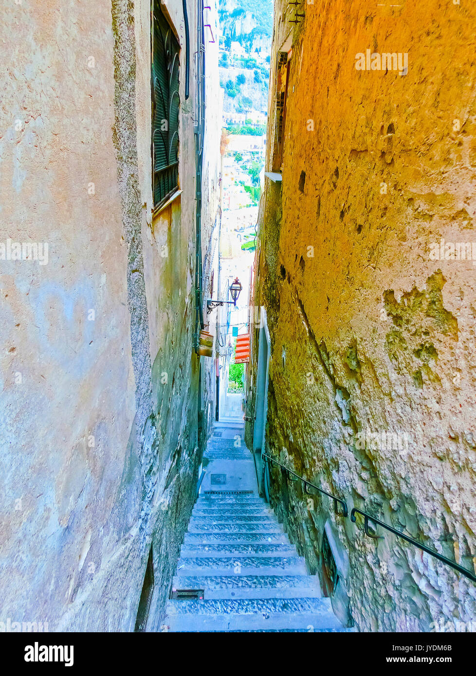 Narrow italian street in Positano, Italy Stock Photo - Alamy