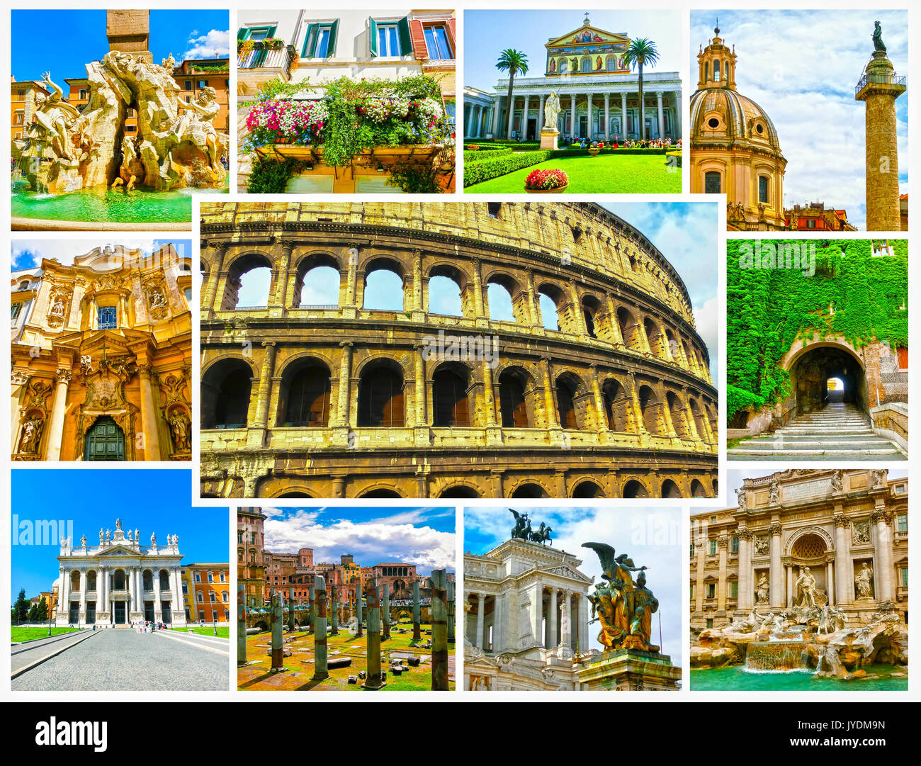 The collage from best views of Rome, Italy Stock Photo - Alamy