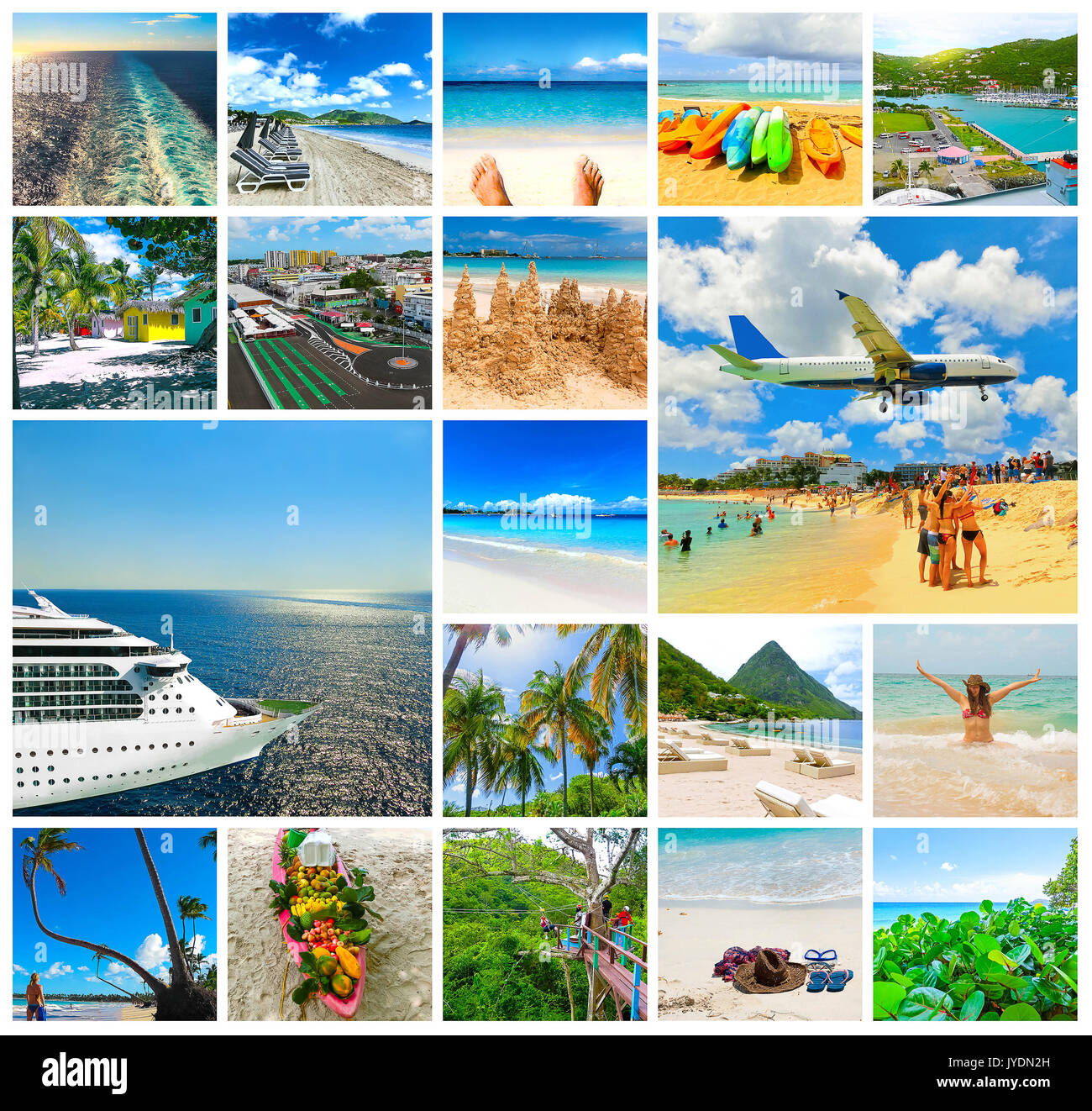 Collage from views of the Caribbean beaches Stock Photo - Alamy