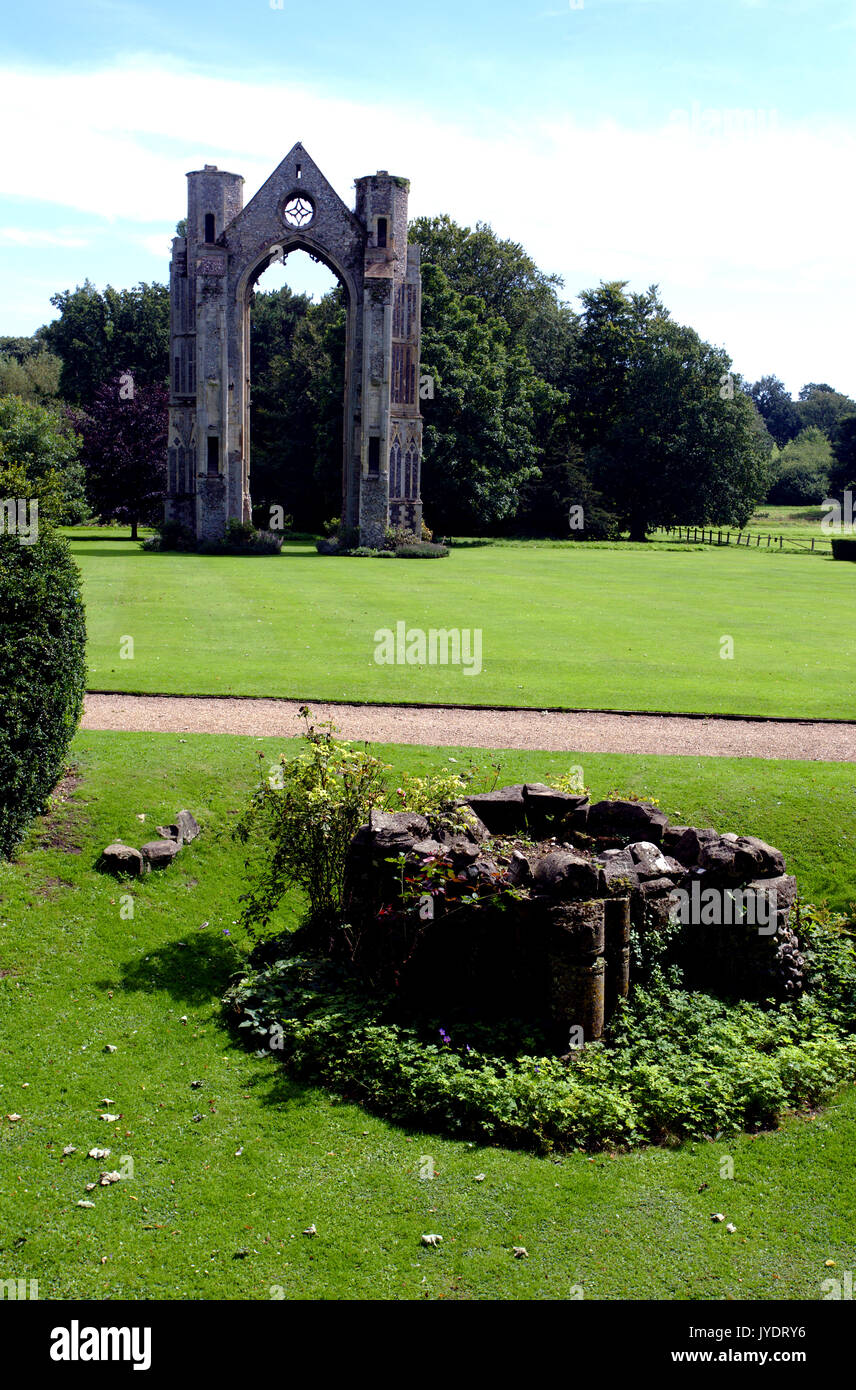 The site of Walsingham Abbey with the famous West Window standing and ...