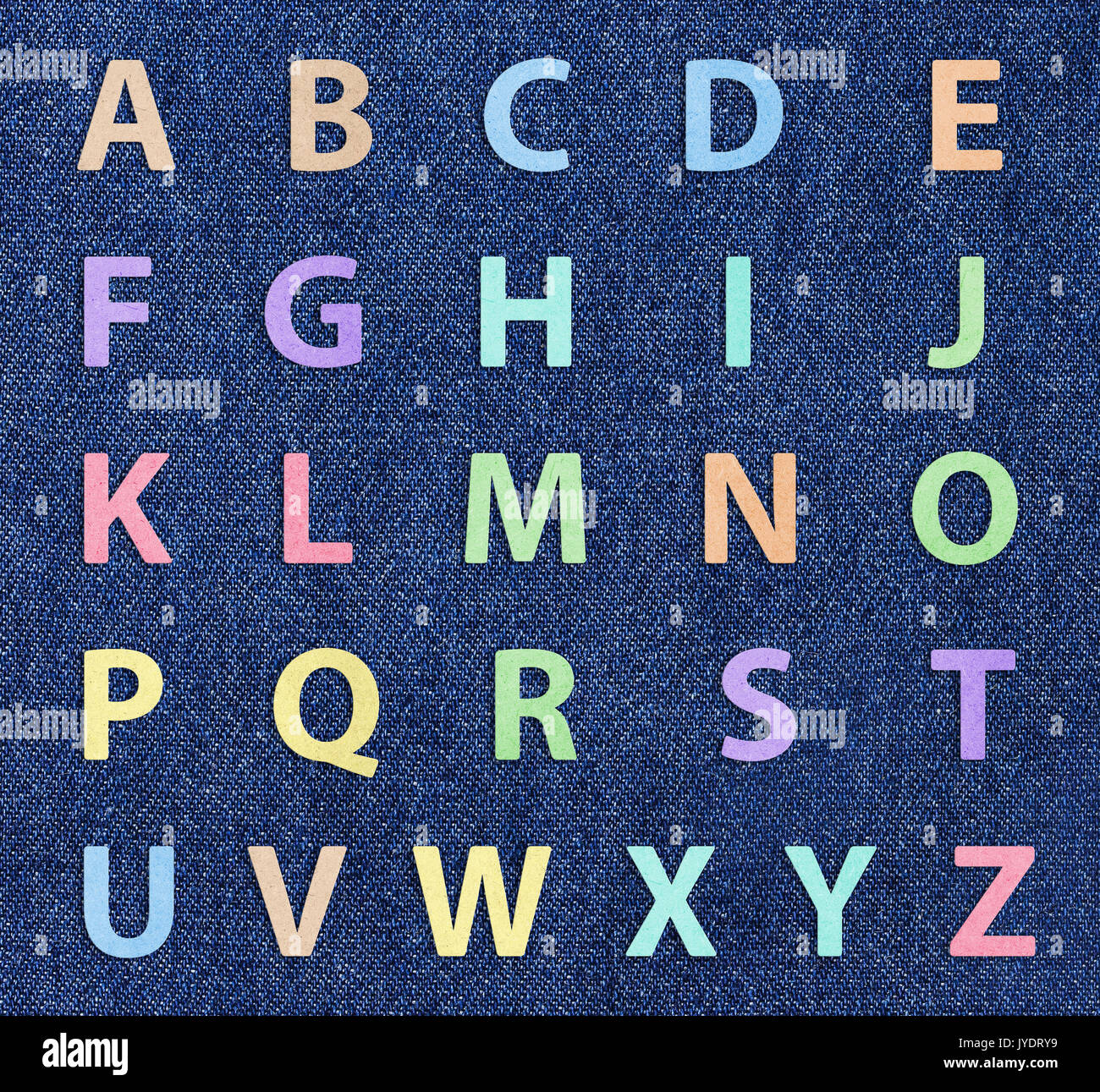 colorful alphabet a to z on blue background Stock Photo - Alamy